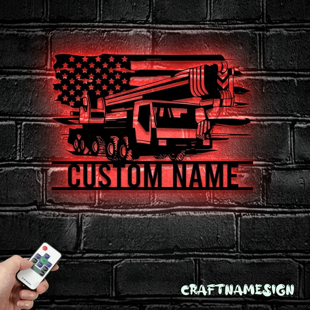 Craftnamesign Custom US Mobile Crane Truck Driver Metal Wall Art LED ...
