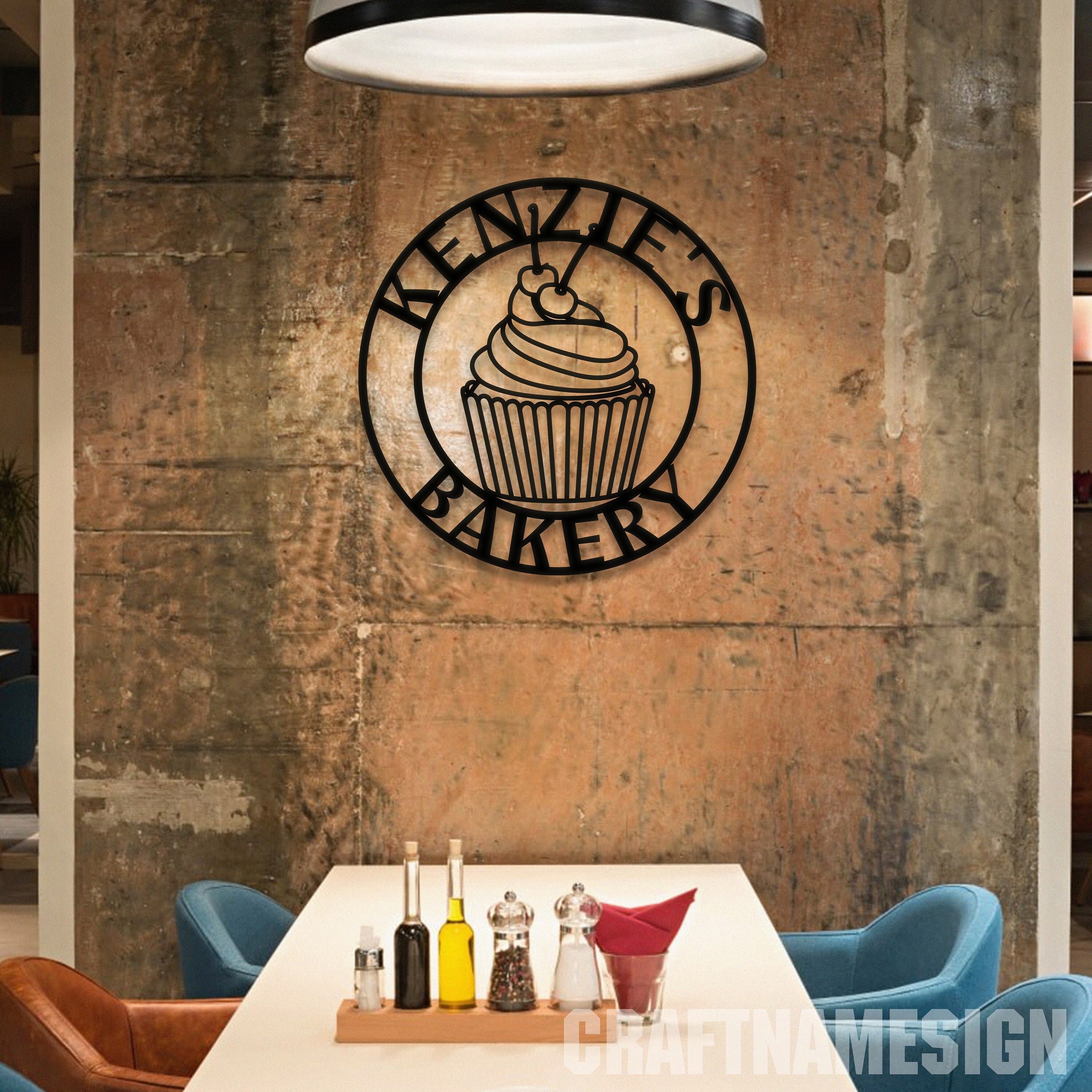 Craftnamesign Bakery Shop Metal Wall Art LED Light, Custom Cake Shop ...