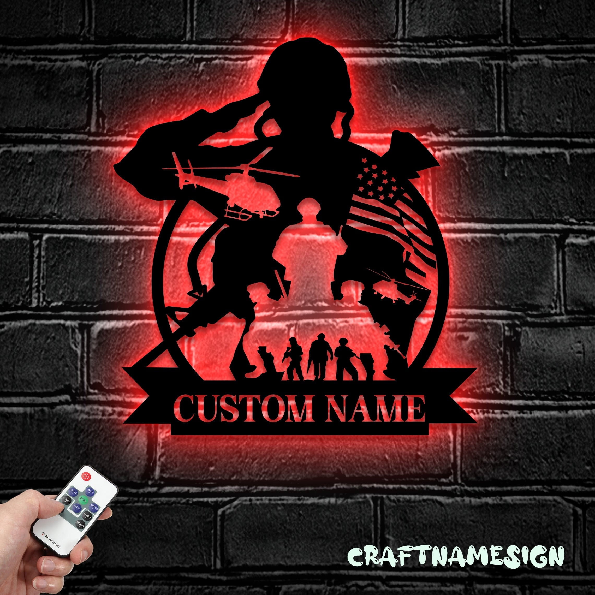 Craftnamesign Custom US Soldier Metal Wall Art LED Light, Personalized ...