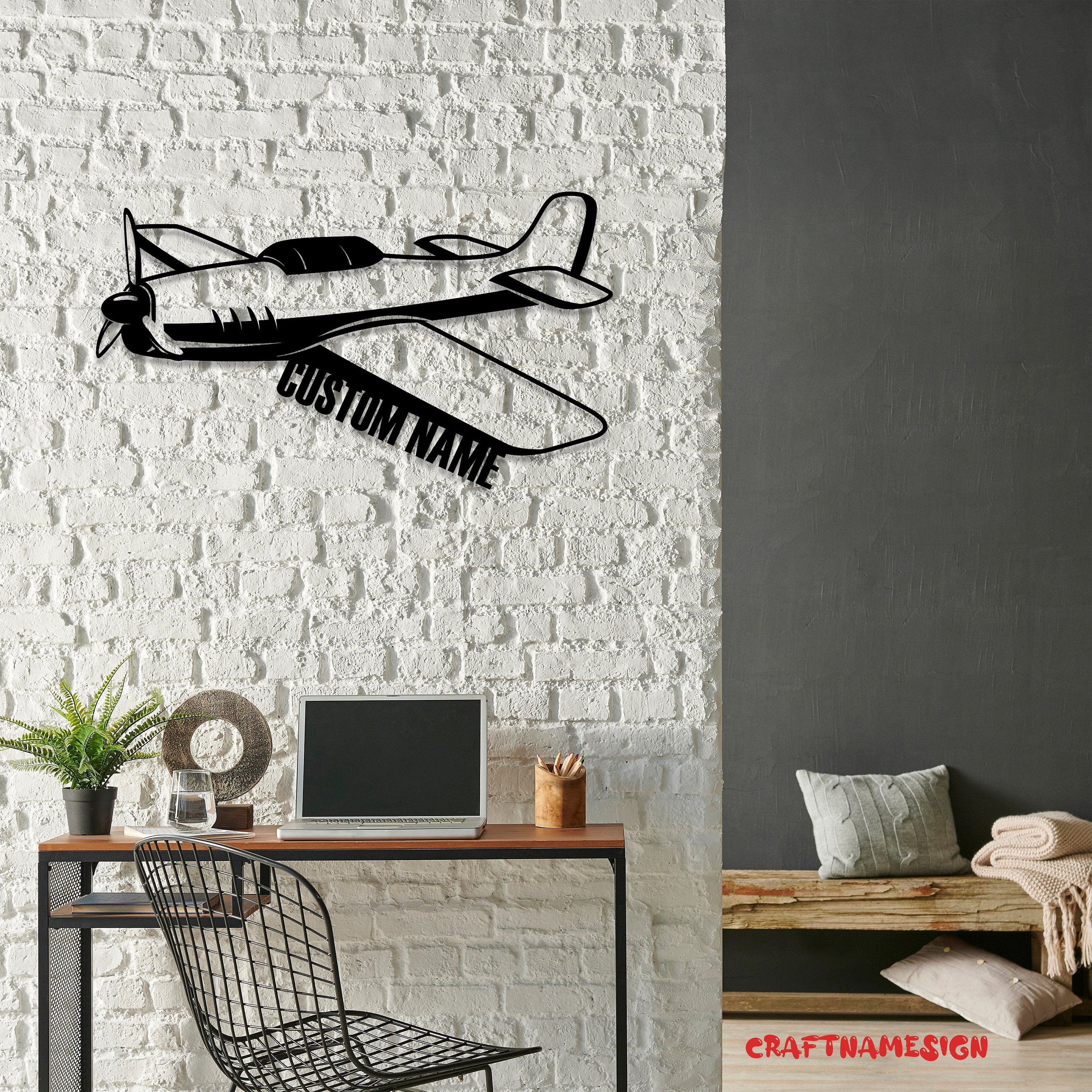 Craftnamesign Custom Aircraft Metal Wall Art LED Light, Custom Pilot ...