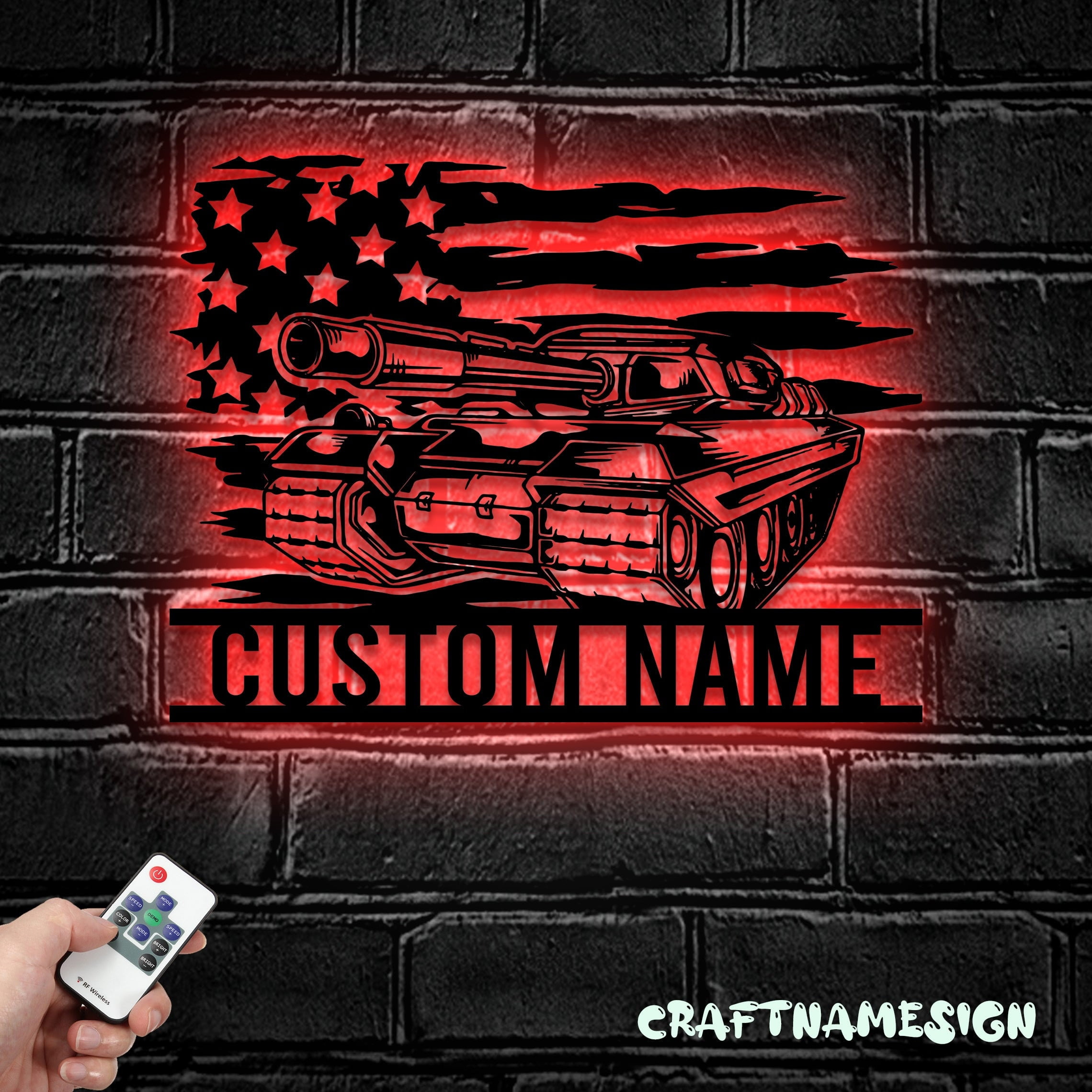 Craftnamesign Custom US Tank Soldier Military Metal Wall Art LED Light ...