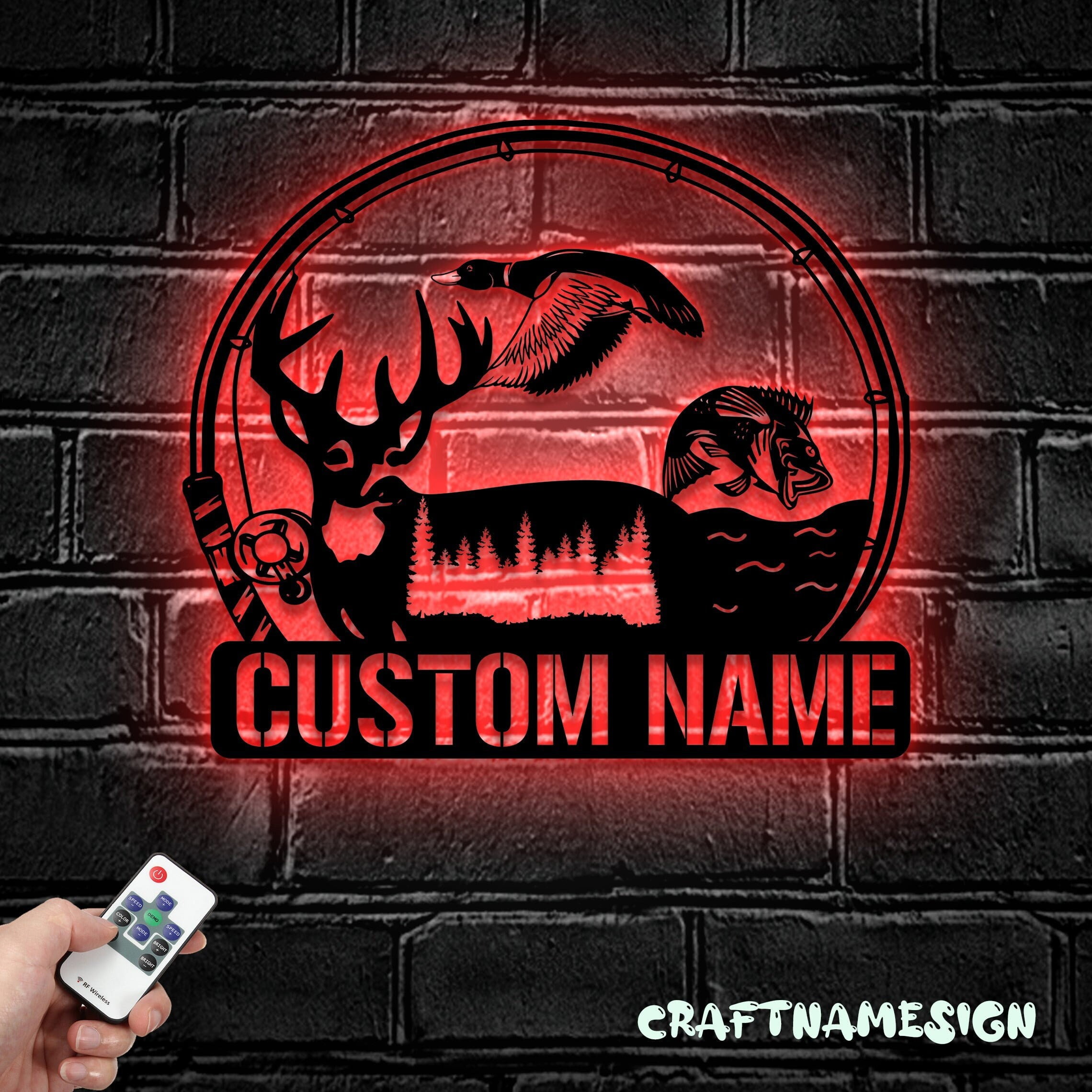Craftnamesign Custom Animal Hunting Metal Wall Art LED Light ...