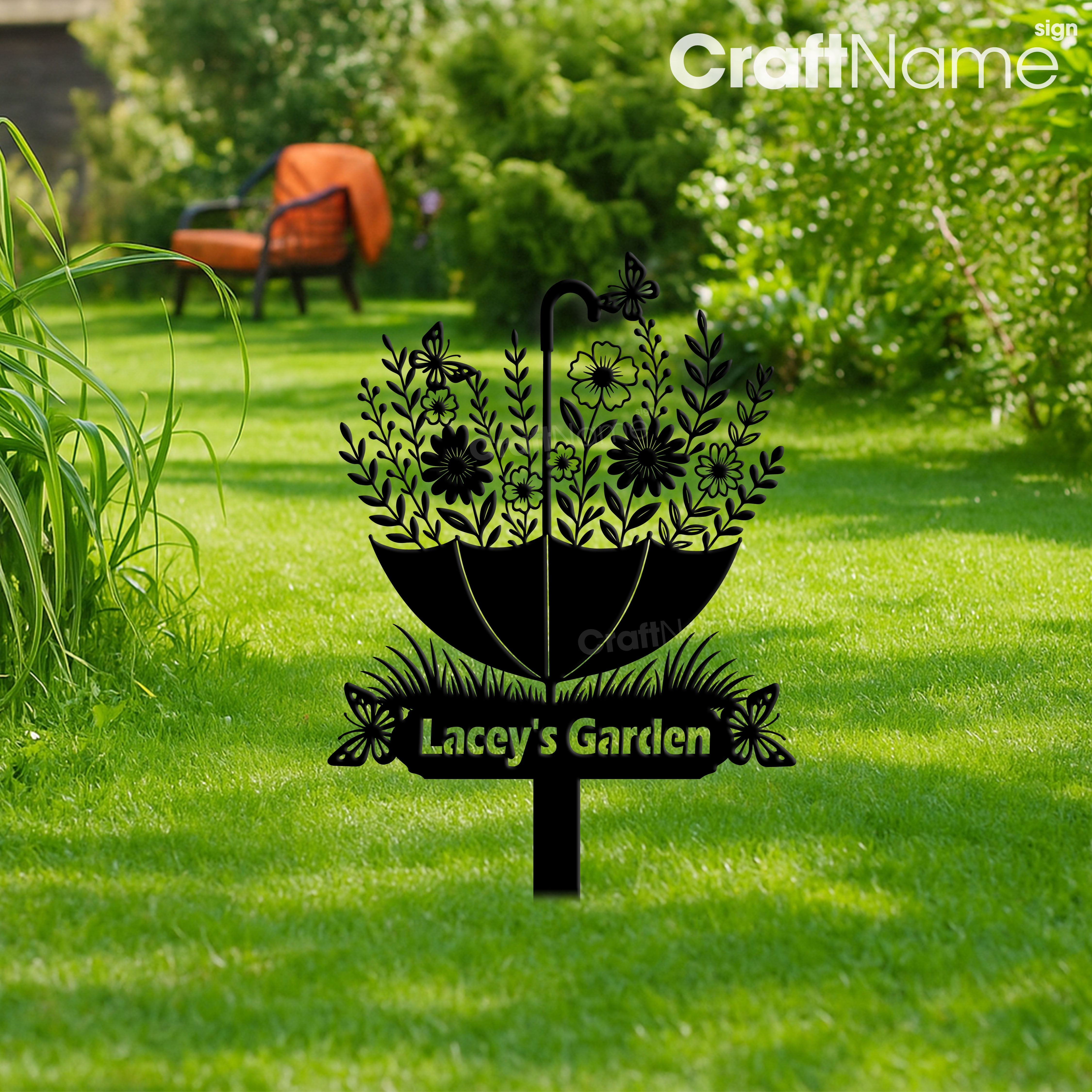 Craftnamesign Custom Umbrella Garden Stake, Flowers Metal Outdoor ...