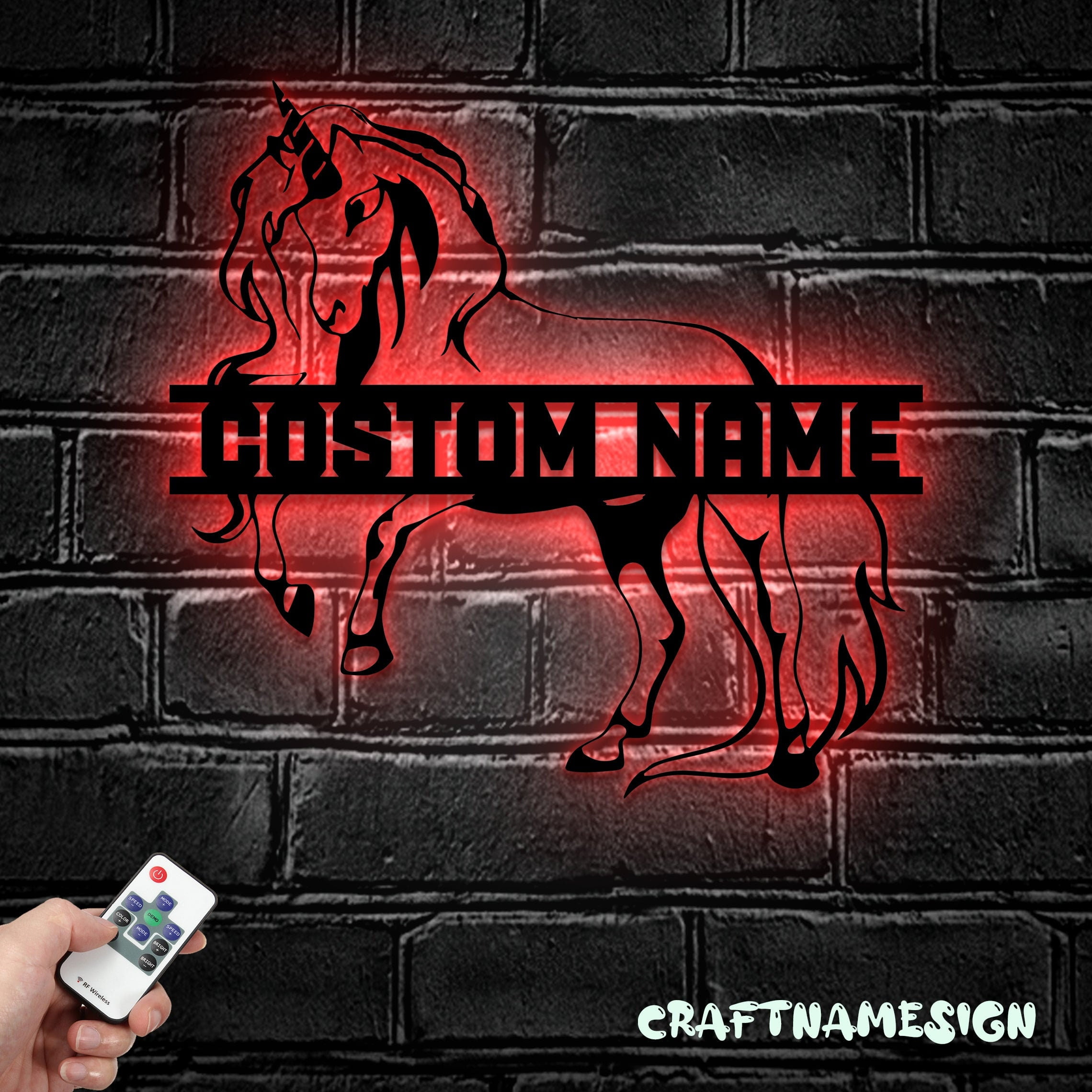 Craftnamesign Custom Unicorn Metal Wall Art LED Light, Personalized ...