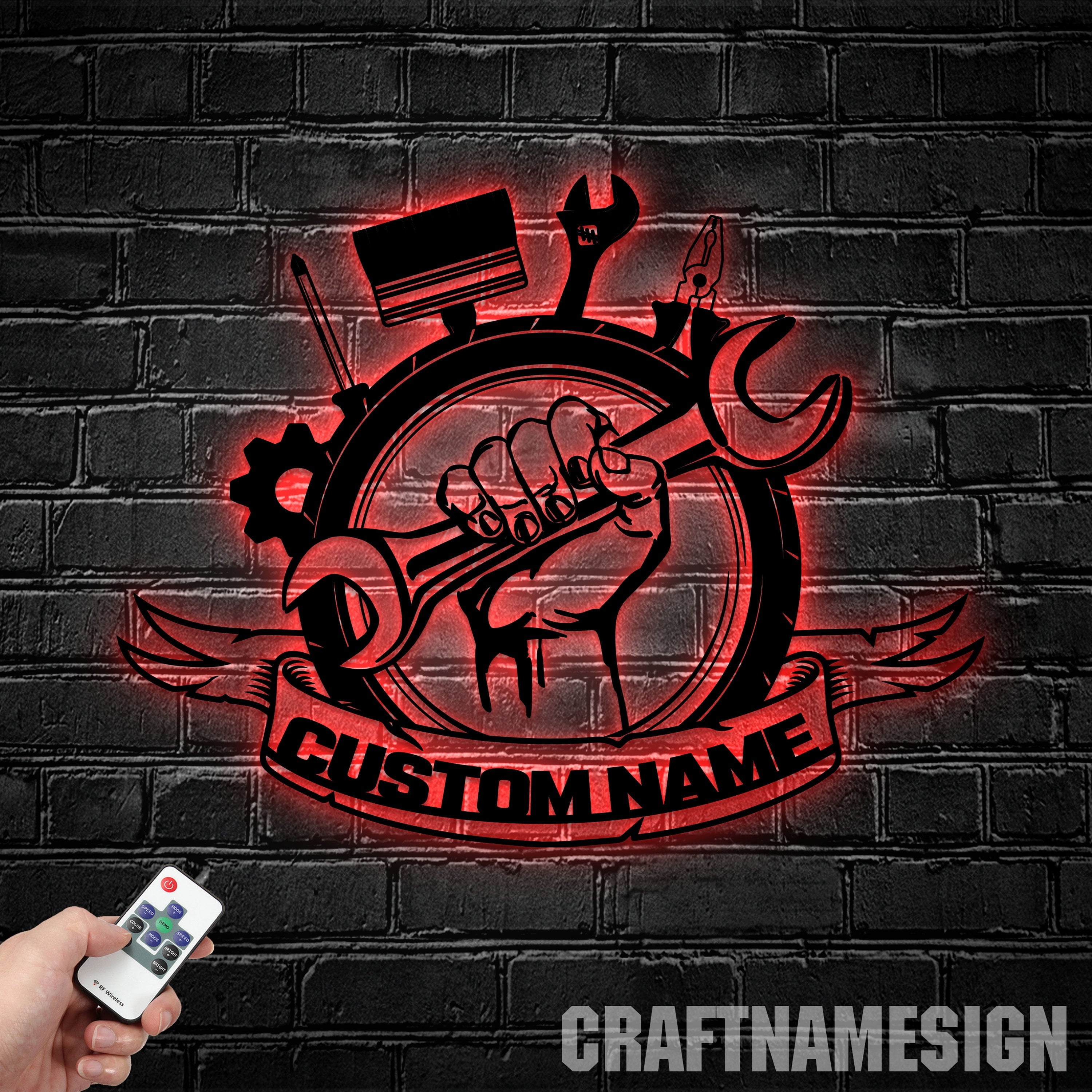 Craftnamesign Custom Tools Repair Metal Wall Art LED Light, Custom ...