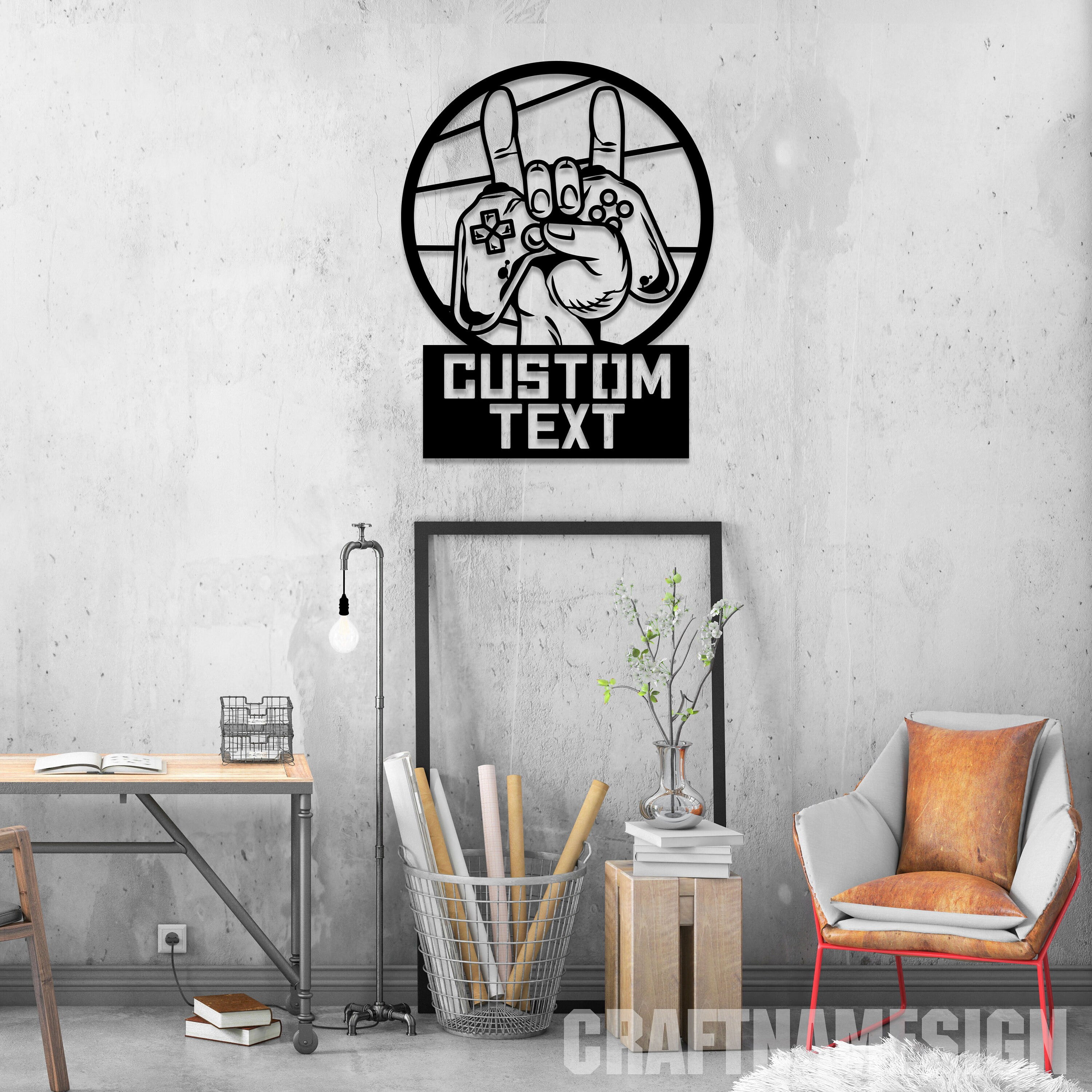 Craftnamesign Custom Video Controller Gamer Metal Wall Art, Gamer Room ...