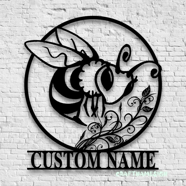 Craftnamesign Custom Bee Metal Wall Art Led Light, Personalized Bee ...