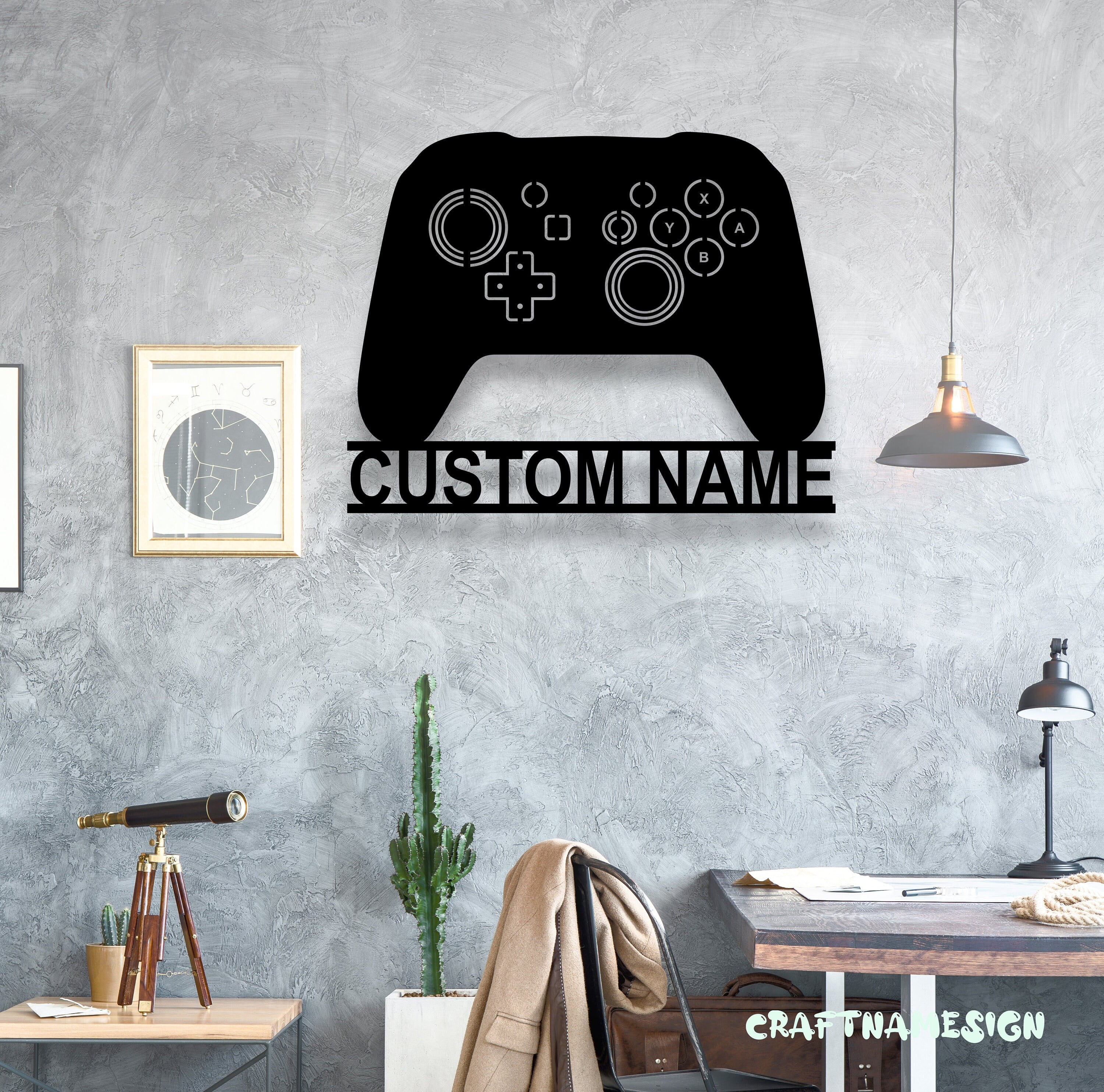 Craftnamesign Custom Video Game Room Metal Wall Art LED Light ...