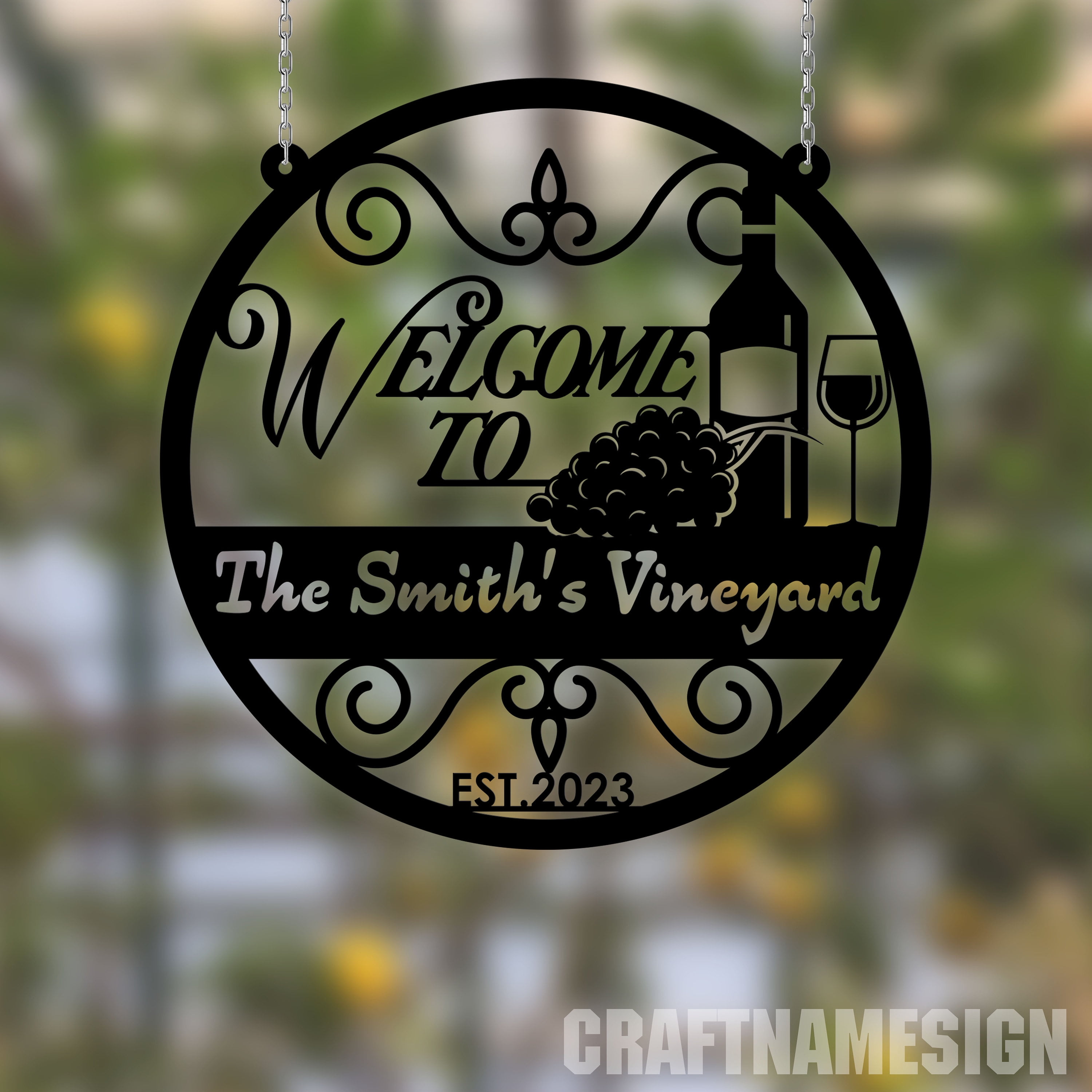Craftnamesign Custom Vineyard Garden Metal Sign, Outdoor Vineyard Farm ...