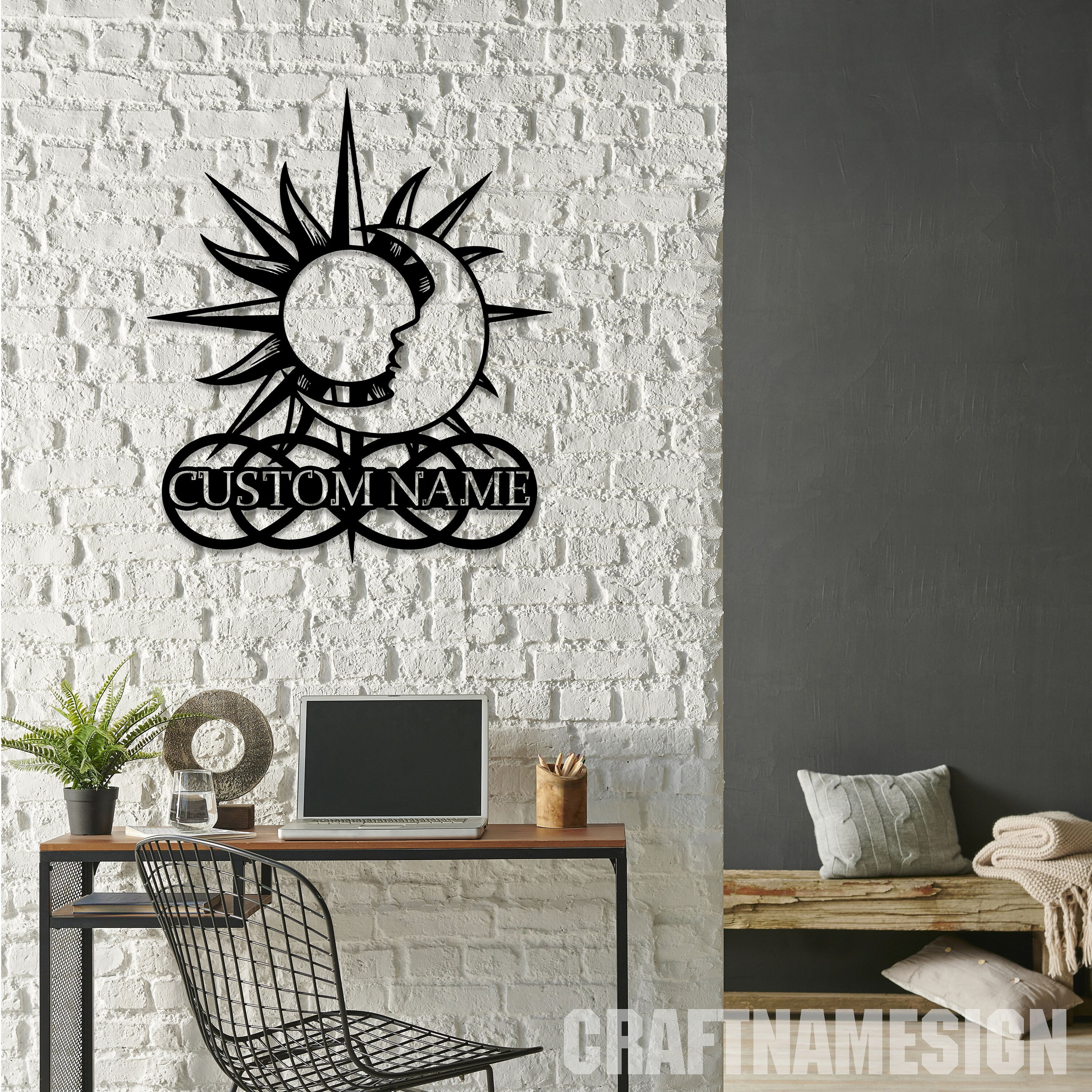 Craftnamesign Custom Vintage SUN and MOON Metal Sign LED Light, Sun ...