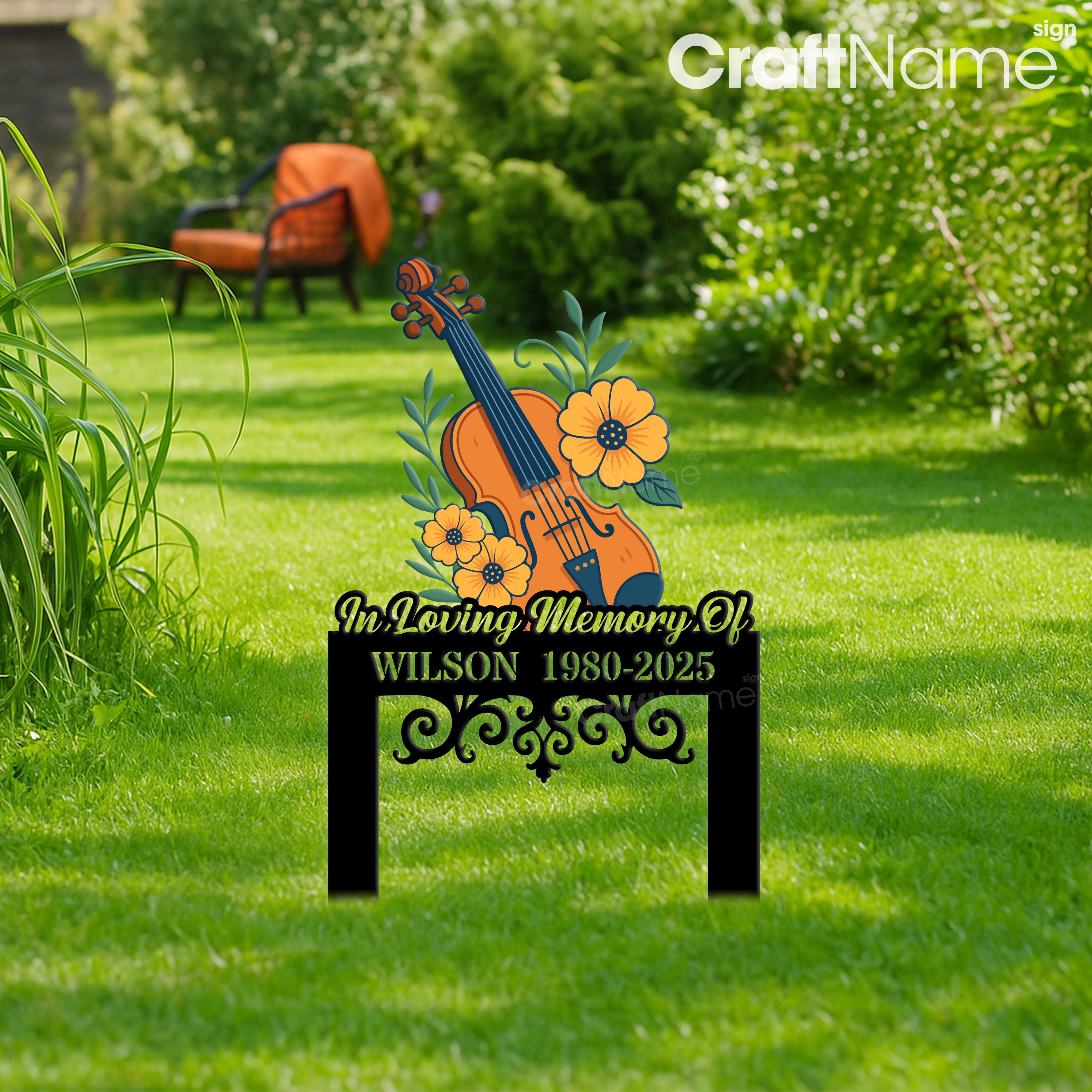 Craftnamesign Custom Violin Musical Instrument Memorial Metal Garden ...