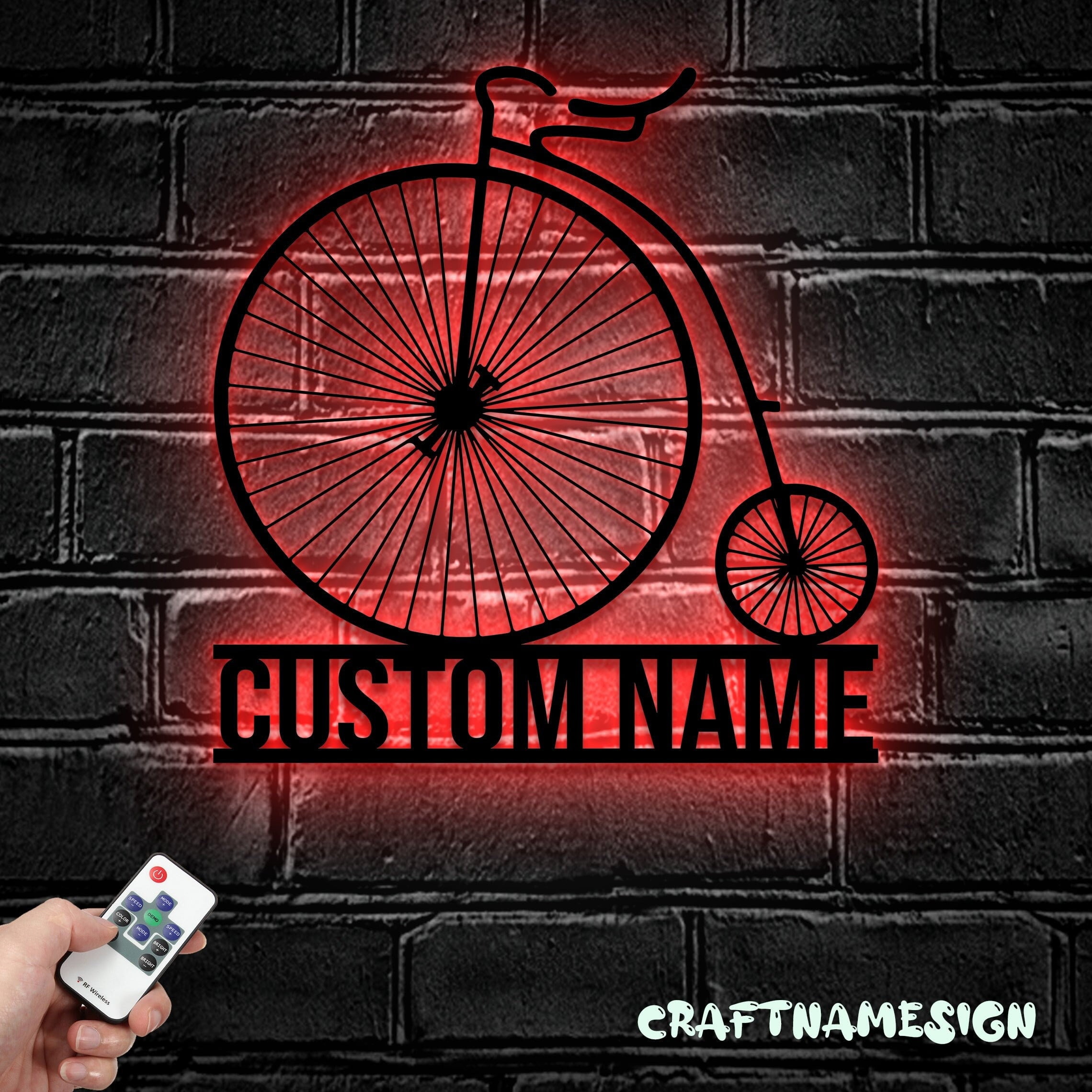 Craftnamesign Custom Vitage Bicycle Metal Wall Art LED Light, Custom ...
