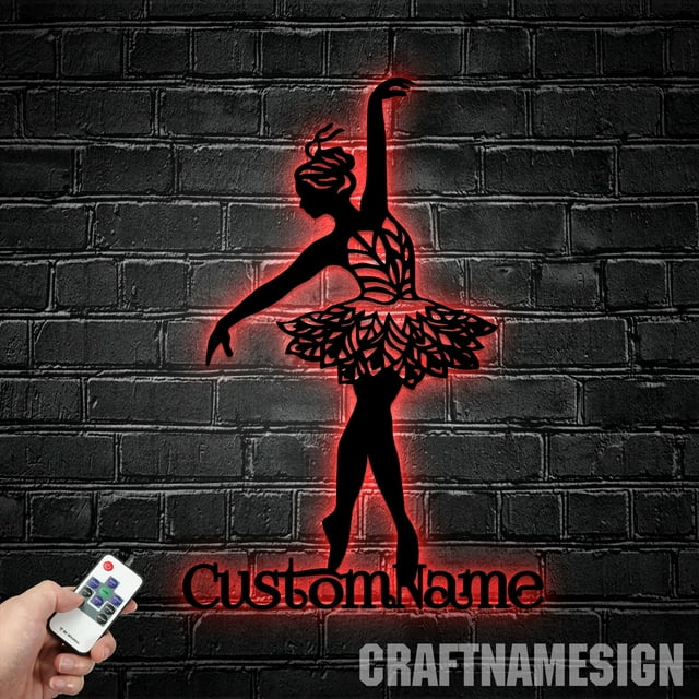 Craftnamesign Custom Ballerina Dance Metal Wall Art LED Light, Custom ...