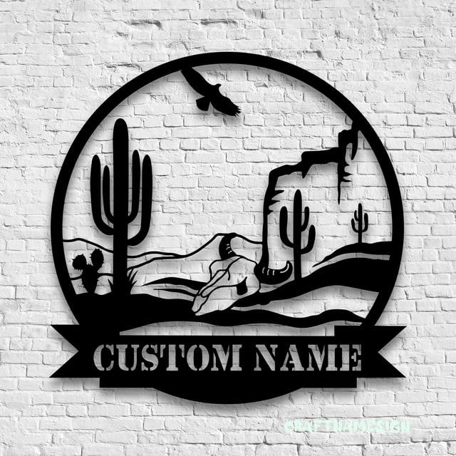 Craftnamesign Custom Cactus Desert Metal Wall Art LED Light, Custom ...