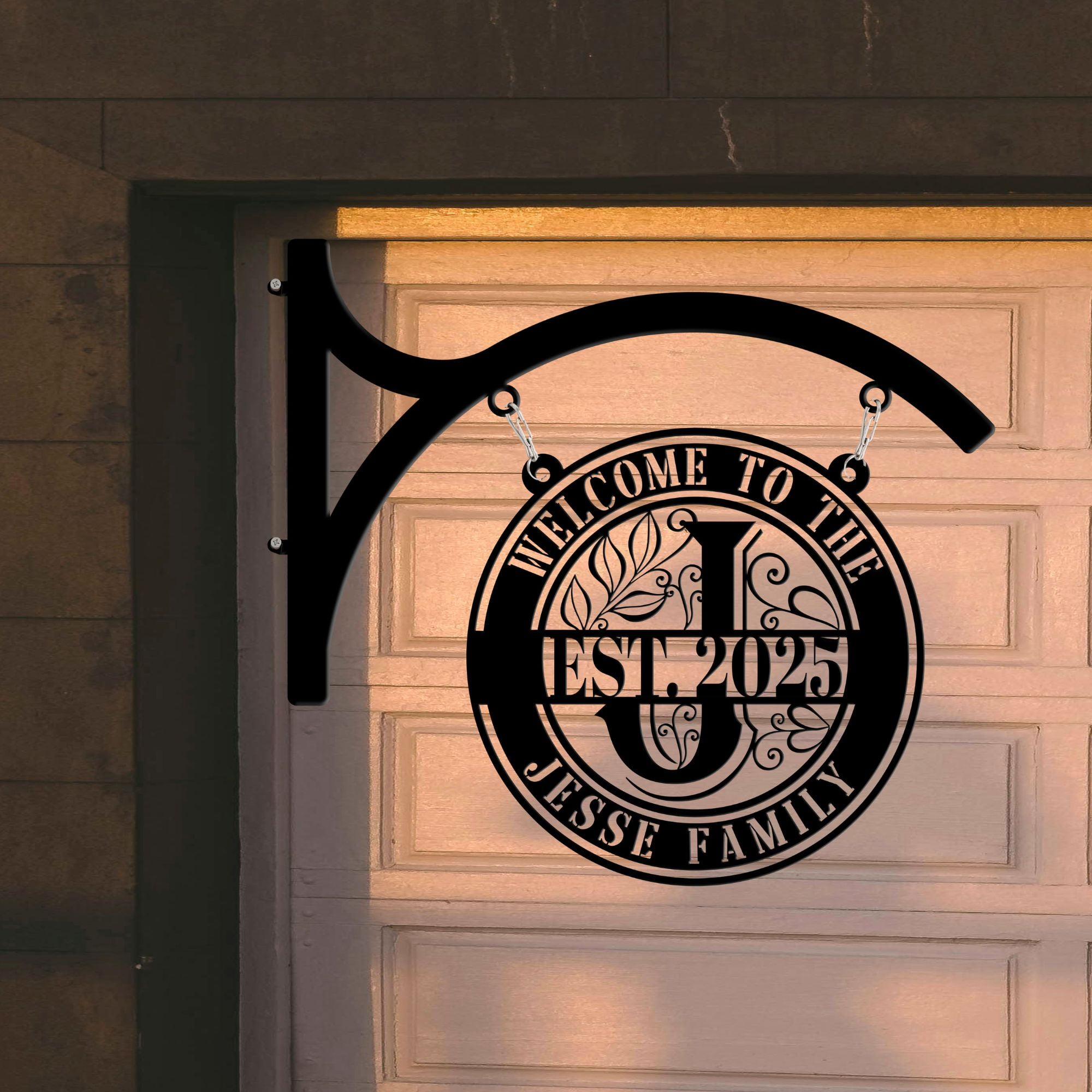 Craftnamesign Custom Welcome Family Name Metal Hanging Sign, Metal ...