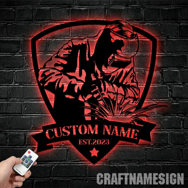 Craftnamesign Custom Welding Metal Sign LED Light, Welder Gifts ...