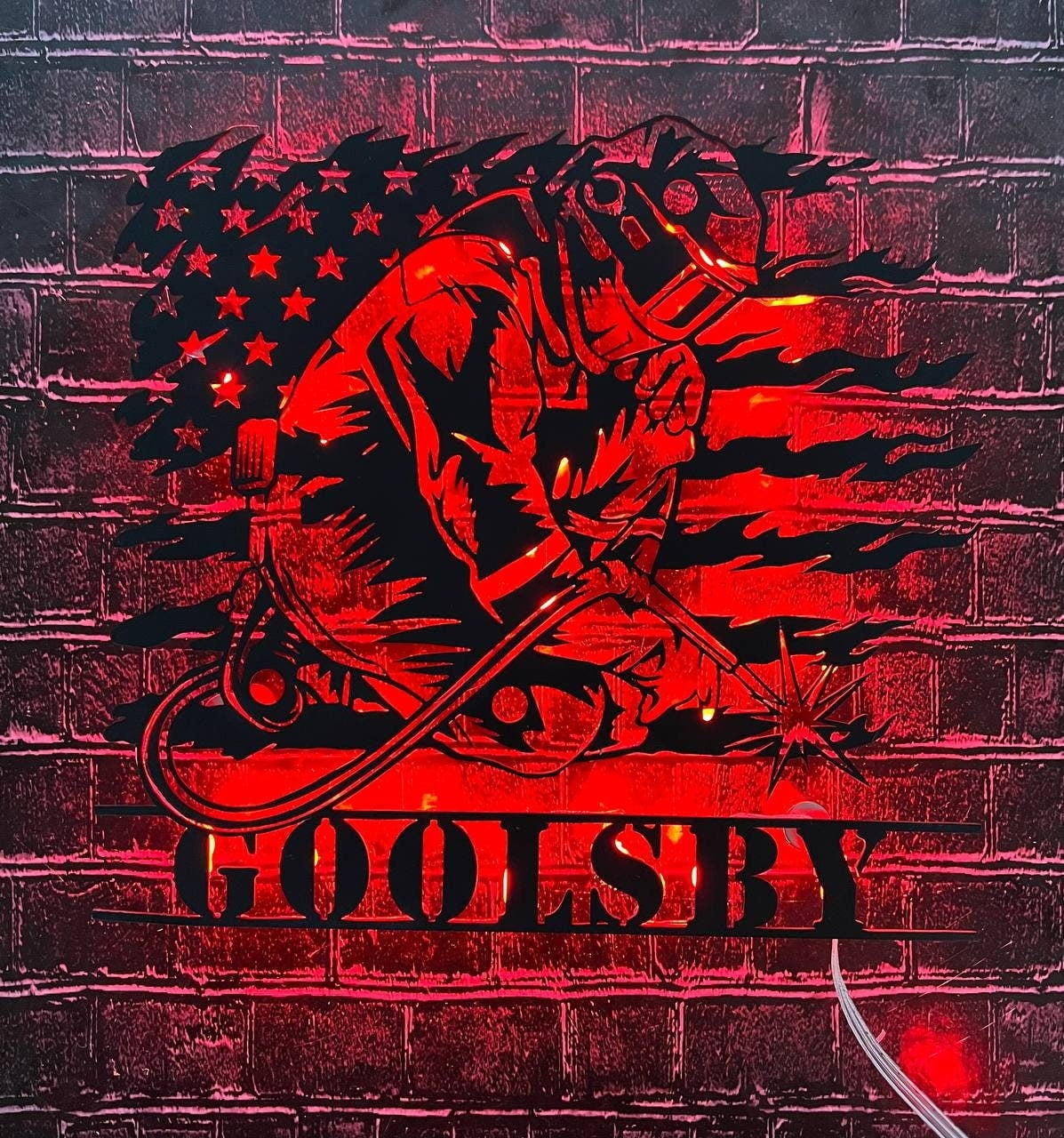 Craftnamesign Custom Welding US Flag Metal LED Light, Personalized ...