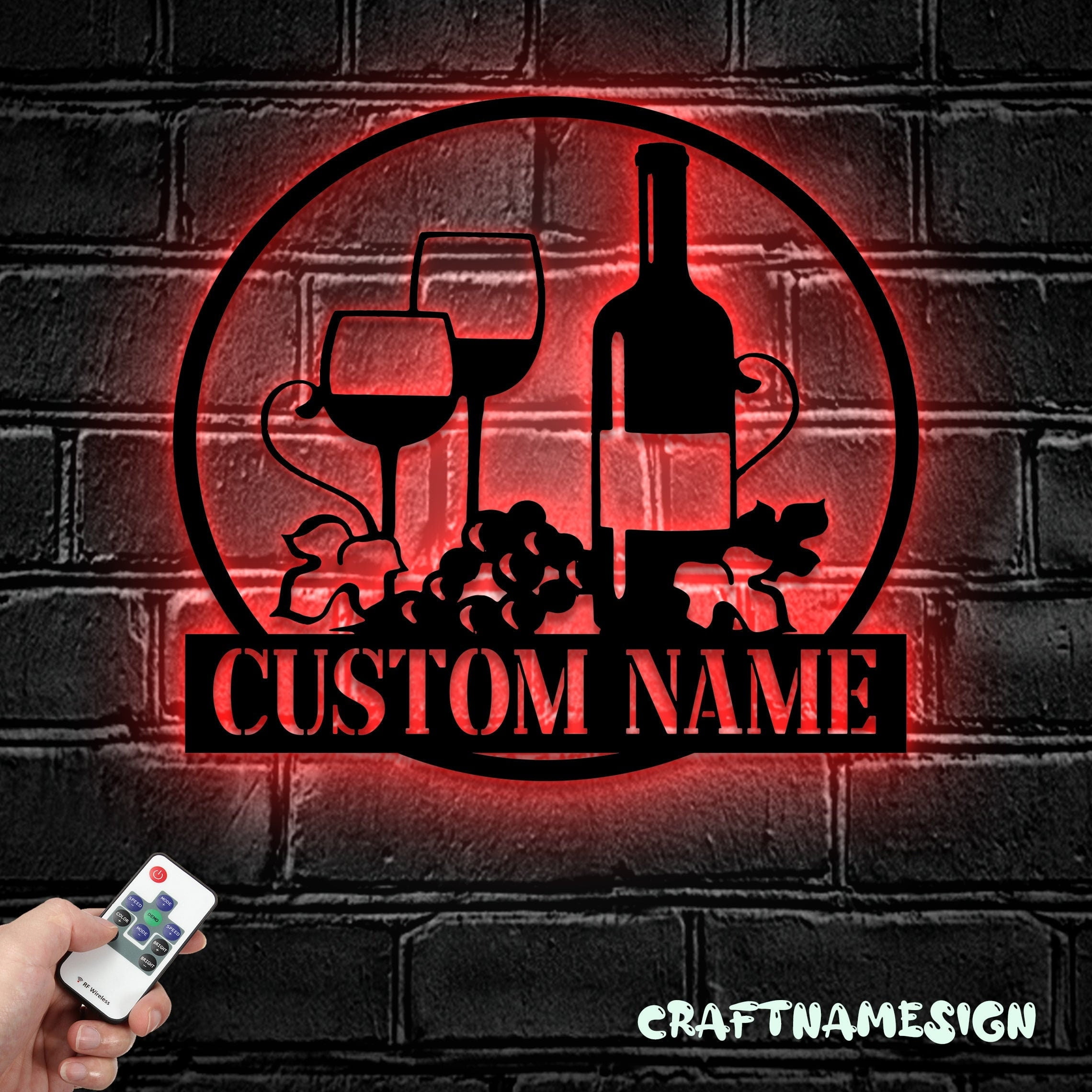 Craftnamesign Custom Wine Bar Metal Wall Art LED Light, Personalized ...