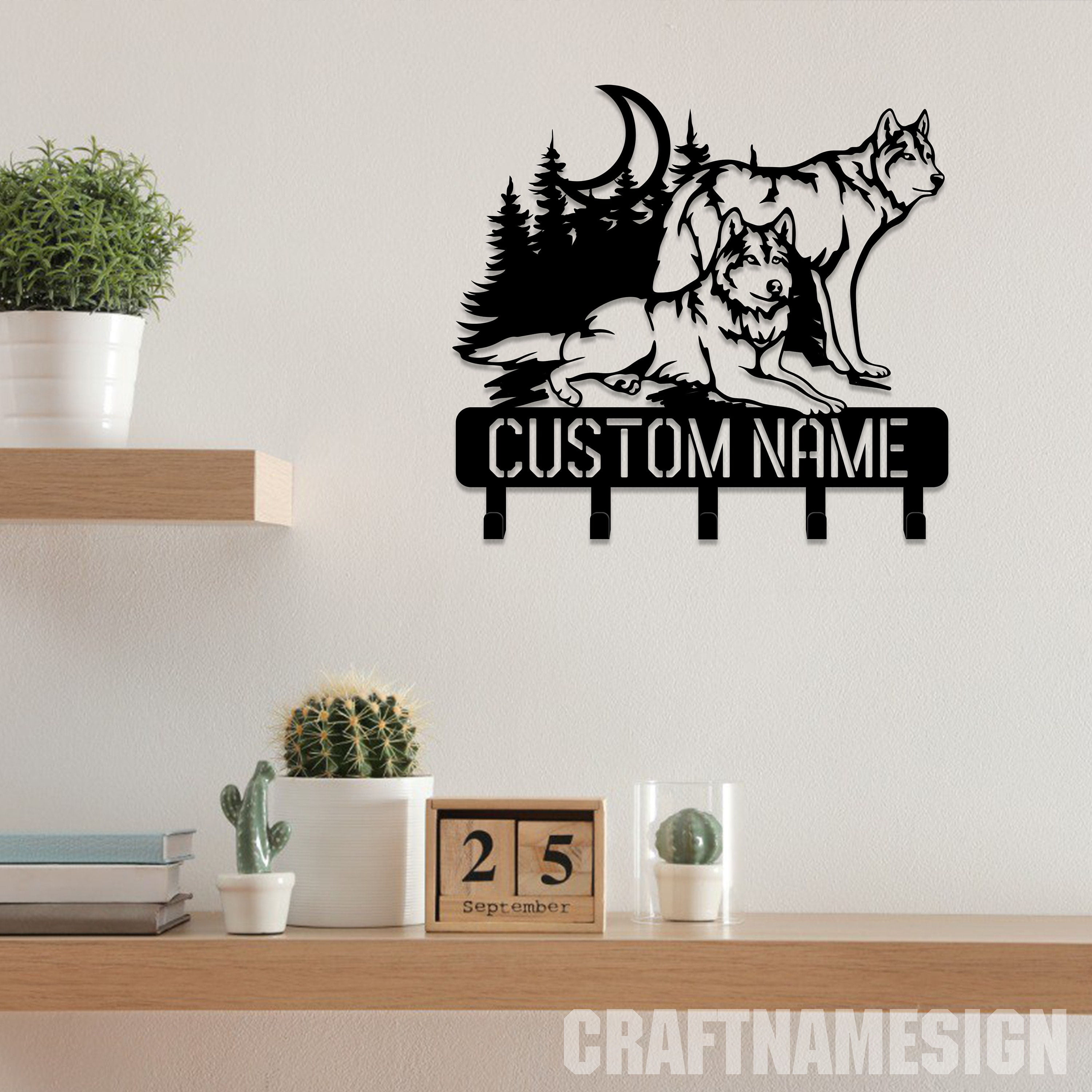 Craftnamesign Custom Wolf Metal Key Holder, Wild Wall Hanging, Metal ...