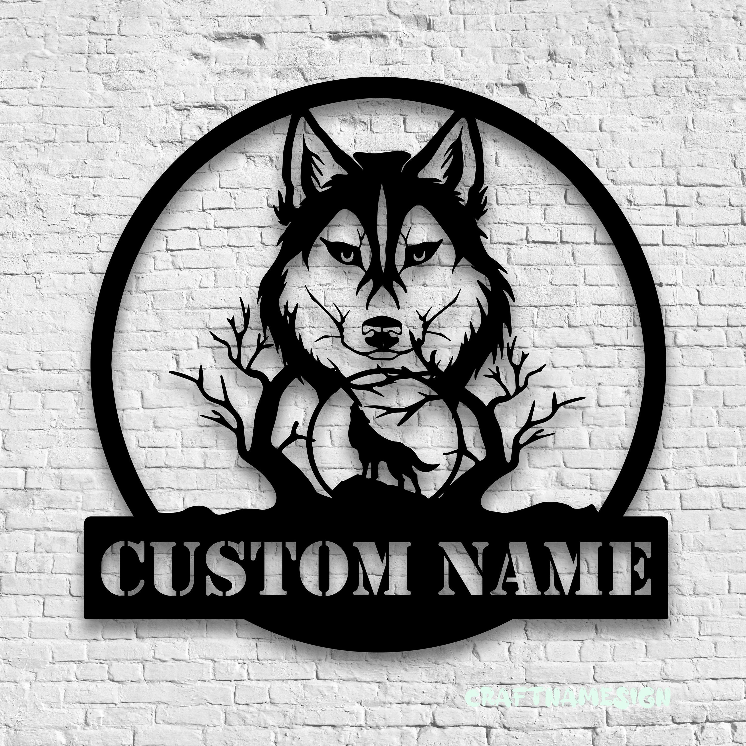 Craftnamesign Custom Wolf Metal Wall Art LED Light, Custom Wolf Lover ...