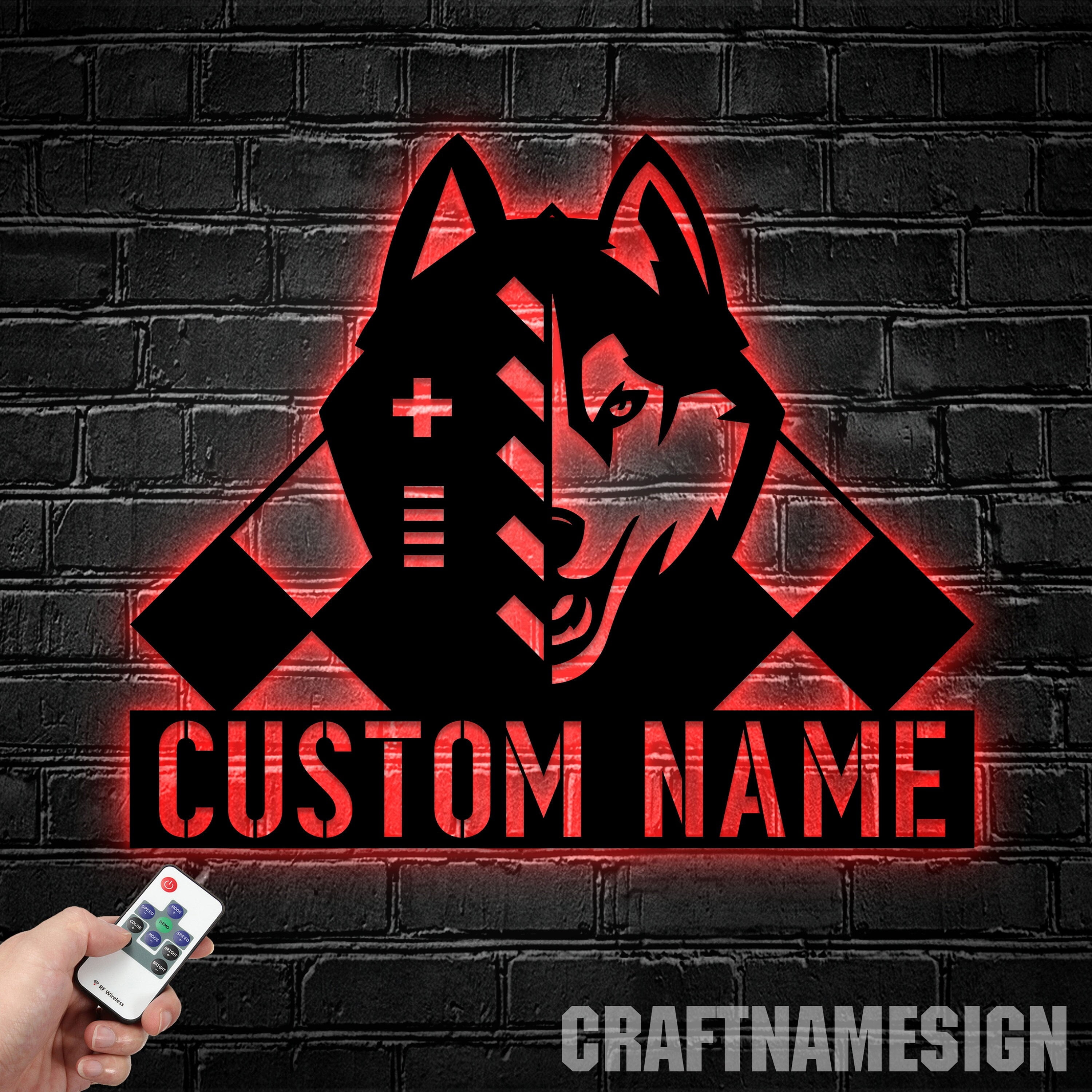 Craftnamesign Custom Wolf Metal Wall Art LED Light, Metal Wolf Decor ...