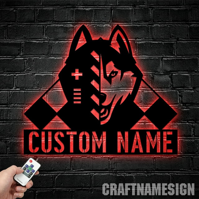 Craftnamesign Custom Wolf Metal Wall Art LED Light, Metal Wolf Decor ...