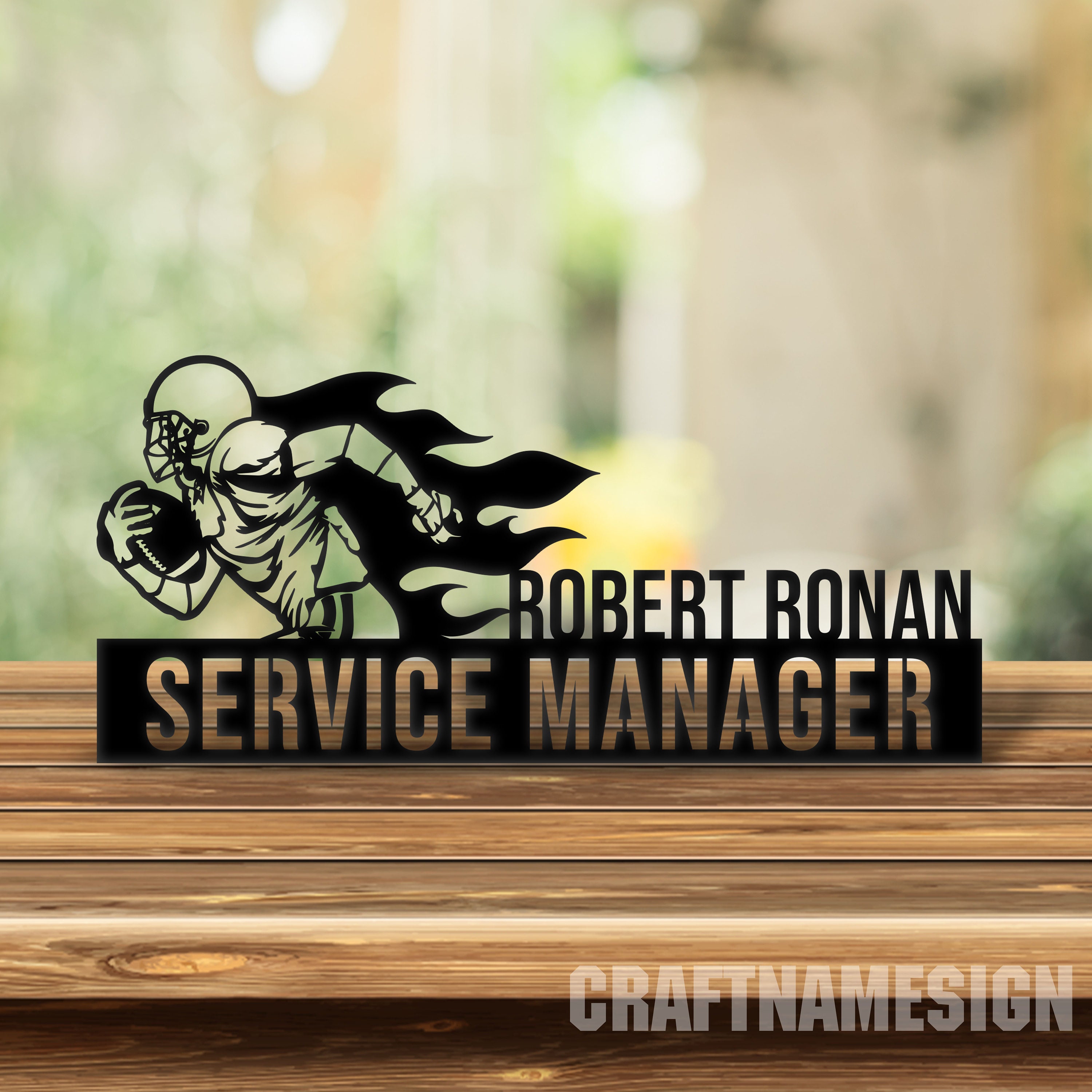 Craftnamesign Custom Wooden American Football Desk Name Plate, Football ...