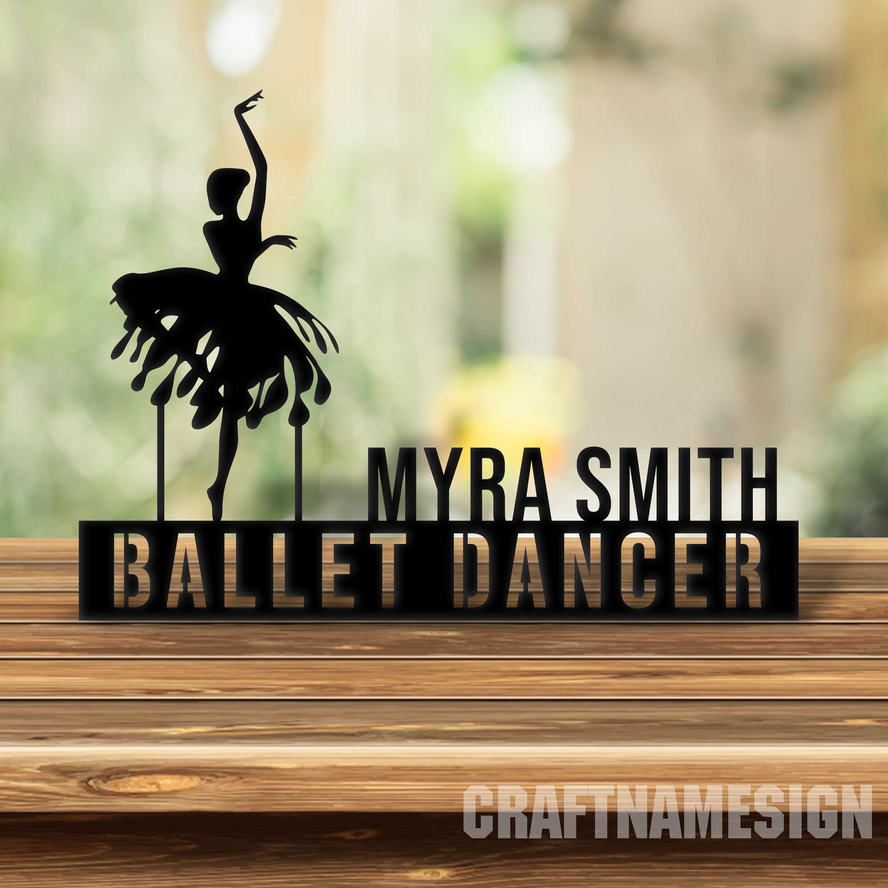 Craftnamesign Custom Wooden Ballet Dancer Desk Name Plate, Ballerina ...