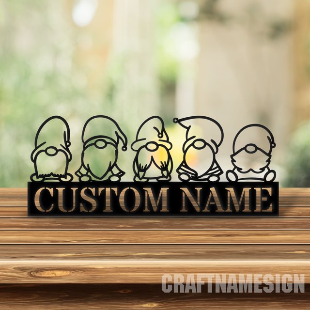 Craftnamesign Custom Wooden Christmas Gnome Desk Name Plate, Cute Gnome ...