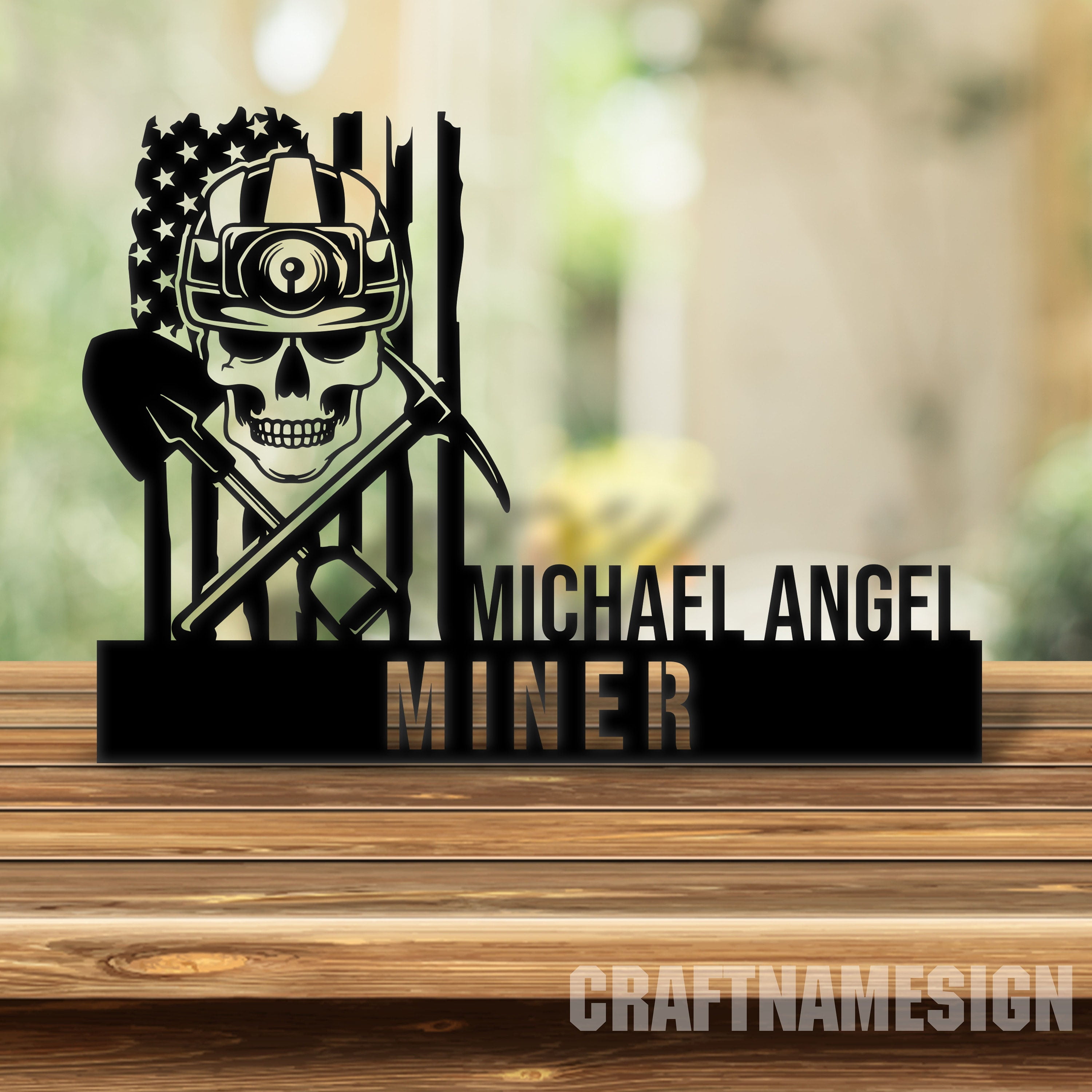 Craftnamesign Custom Wooden Coal Mining Desk Name Plate, Miner Metal ...