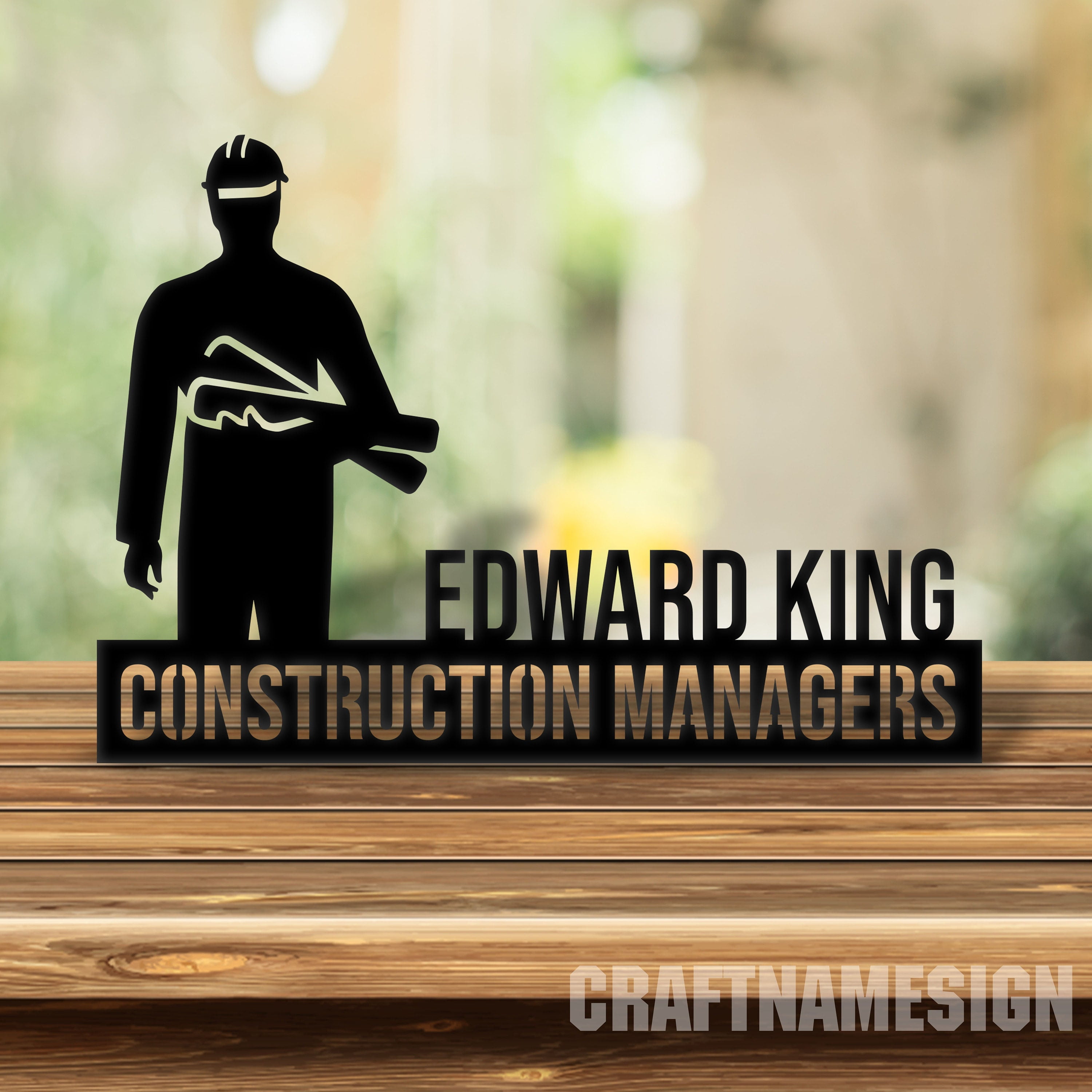 Craftnamesign Custom Wooden Construction Managers Desk Name Plate ...