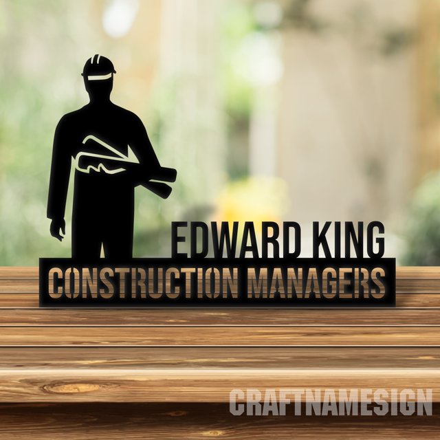 Craftnamesign Custom Wooden Construction Managers Desk Name Plate ...