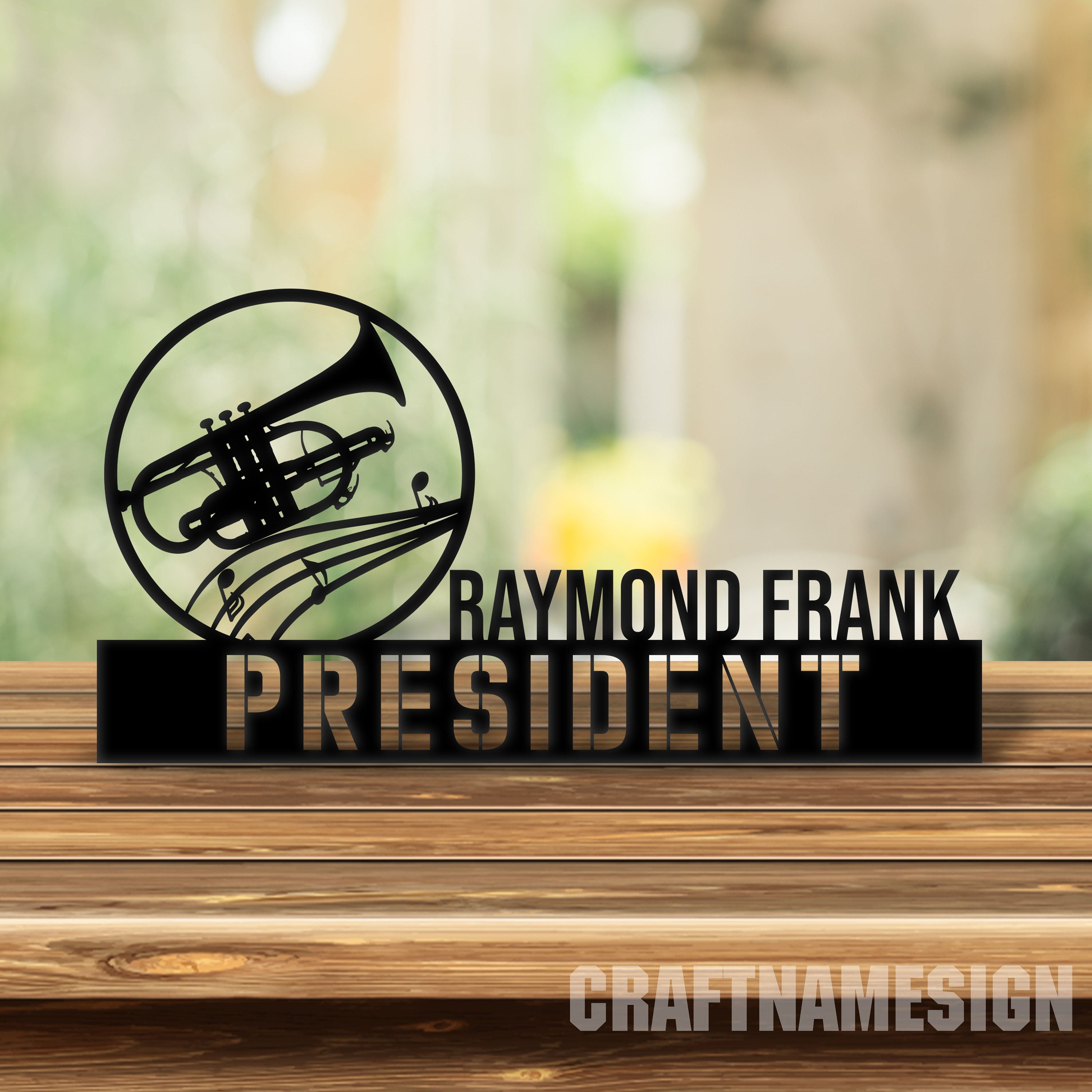 Craftnamesign Custom Wooden Cornet Instrument Desk Name Plate, Cornet ...
