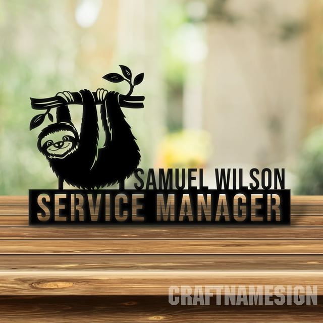 Craftnamesign Custom Wooden Cute Sloth Desk Name Plate, Sloth Lover ...