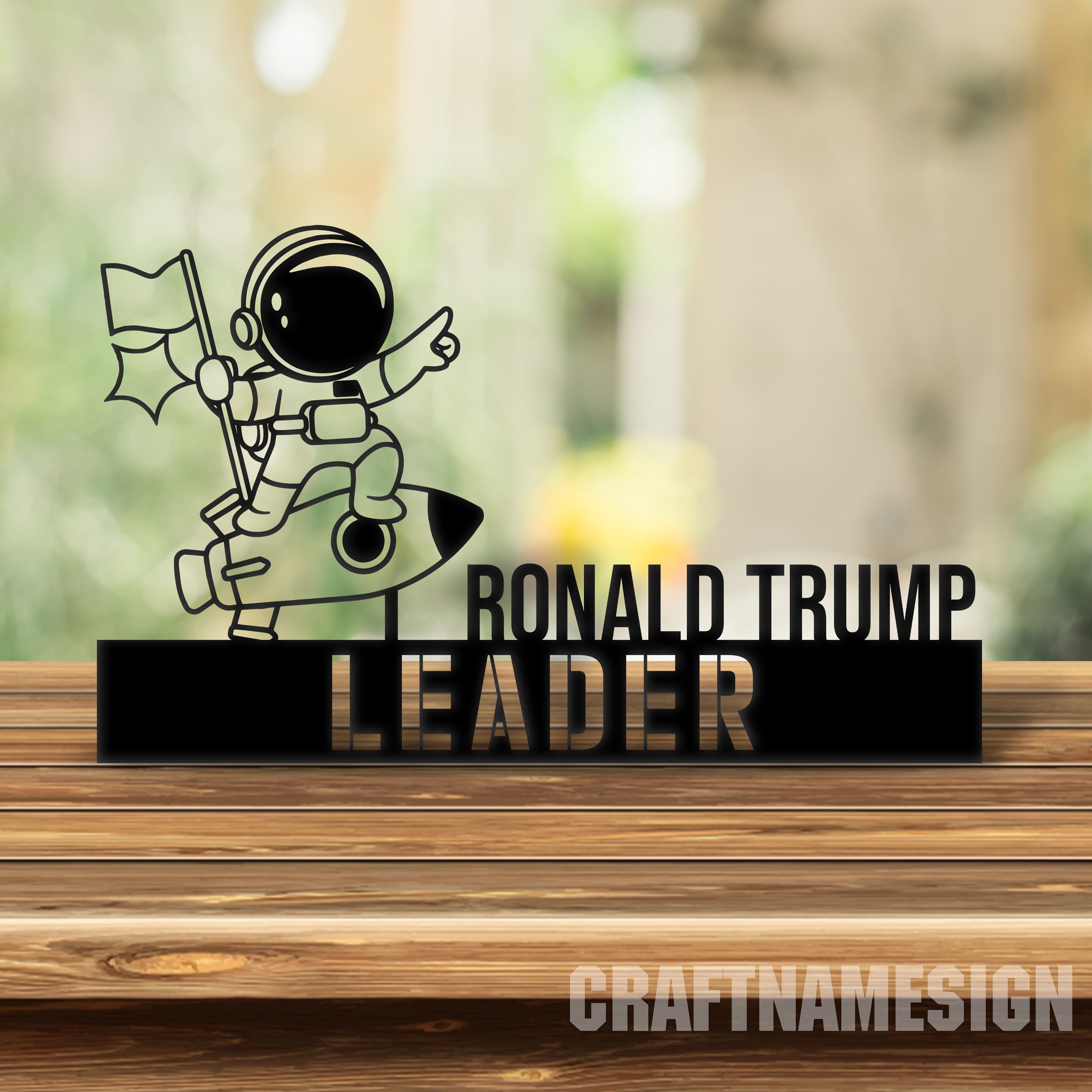 Craftnamesign Custom Wooden Cute Space Astronaut Desk Name Plate, Boy ...