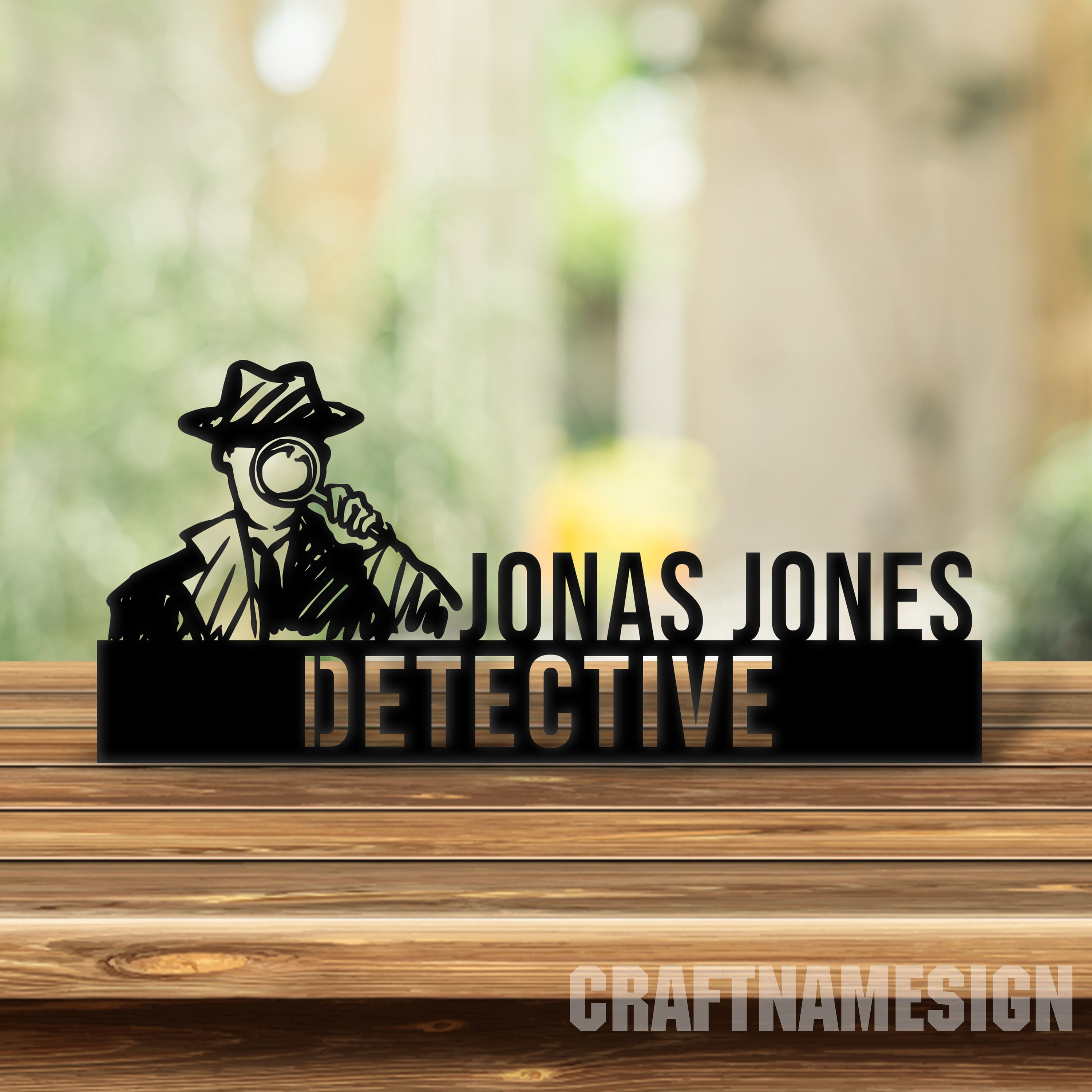 Craftnamesign Custom Wooden Detective Desk Name Plate, Investigator ...