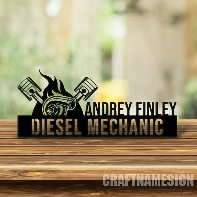Craftnamesign Custom Wooden Diesel Mechanic Desk Name Plate, Mechanic ...