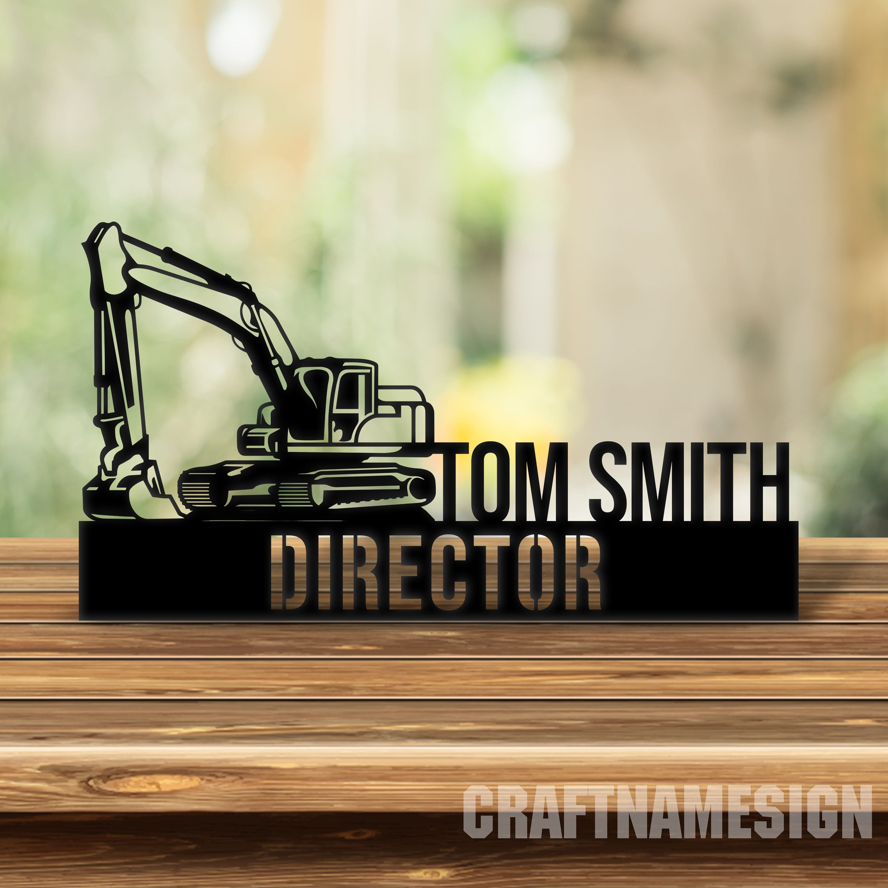 Craftnamesign Custom Wooden Excavator Driver Desk Name Plate, Excavator ...