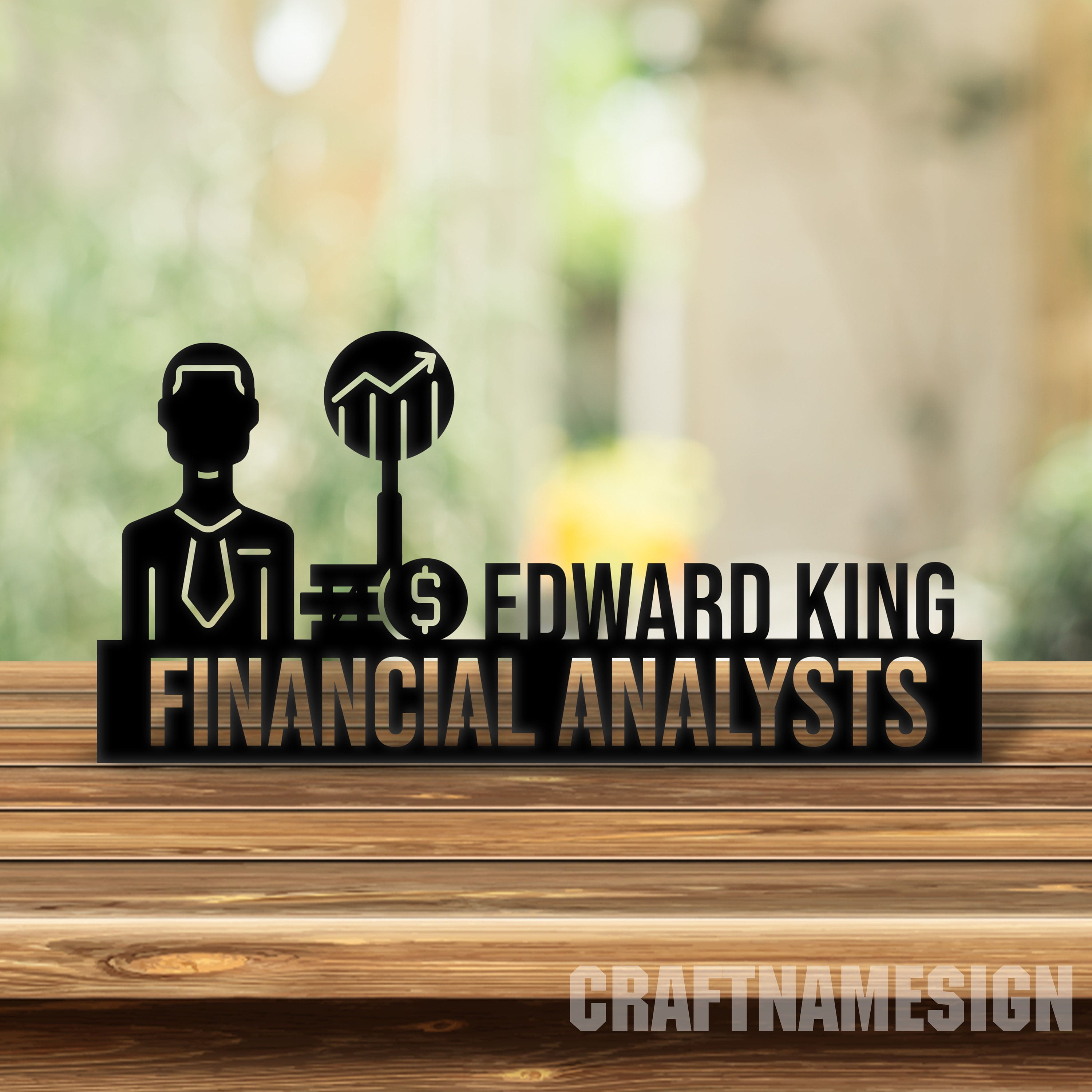 Craftnamesign Custom Wooden Financial Analysts Desk Name Plate ...