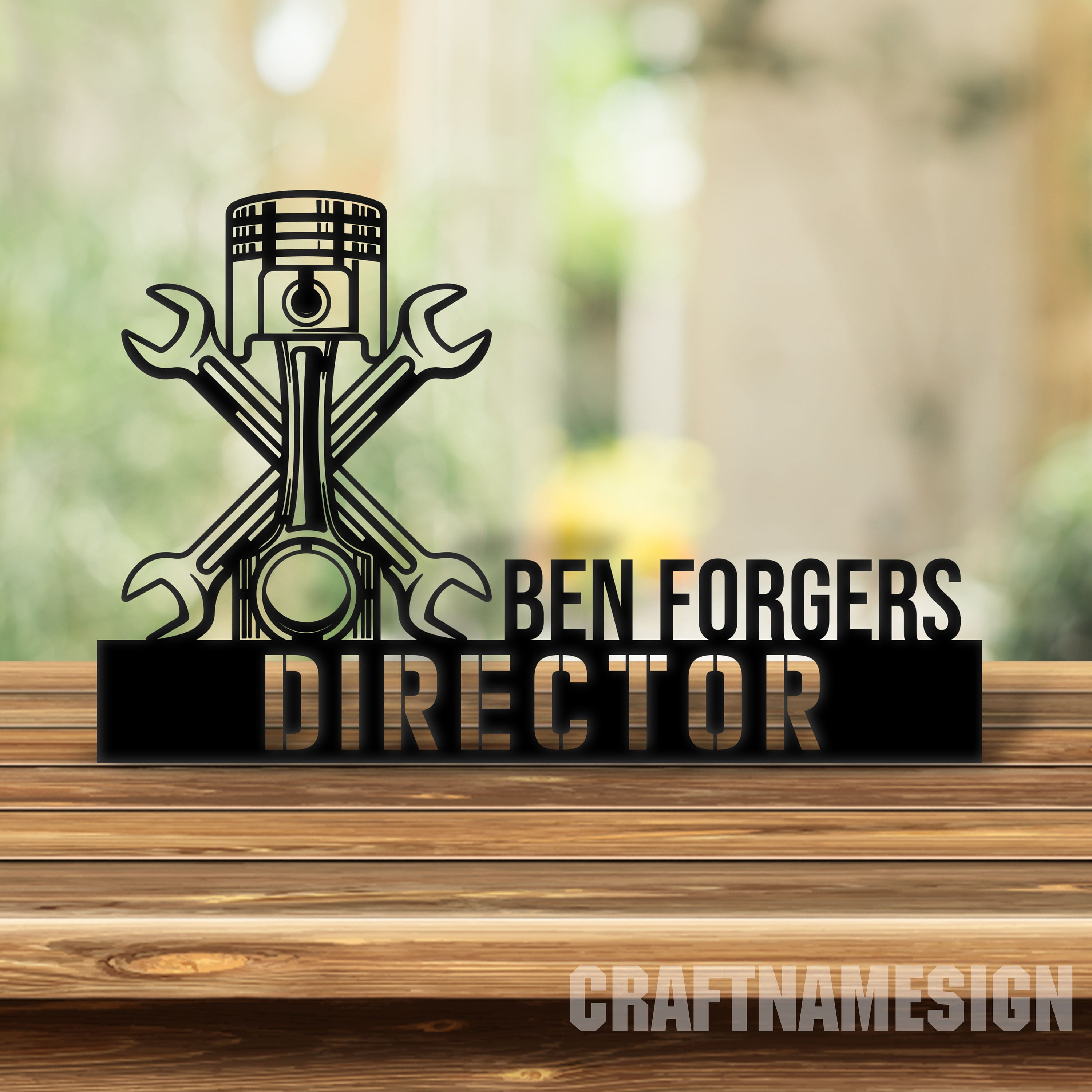 Craftnamesign Custom Wooden Garage Desk Name Plate, Repair Tools Metal ...