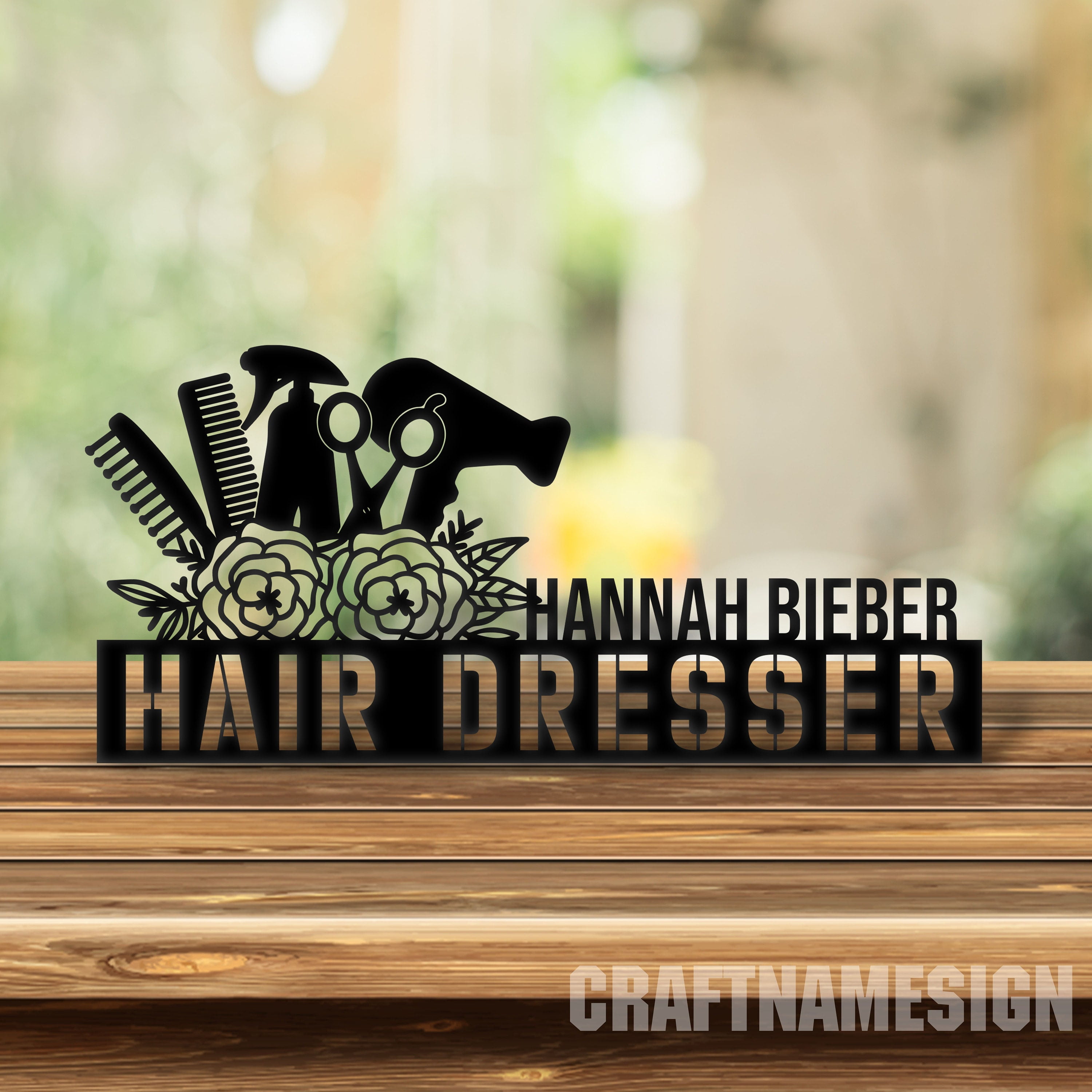Craftnamesign Custom Wooden Hair Salon Desk Name Plate, Hair Stylist ...