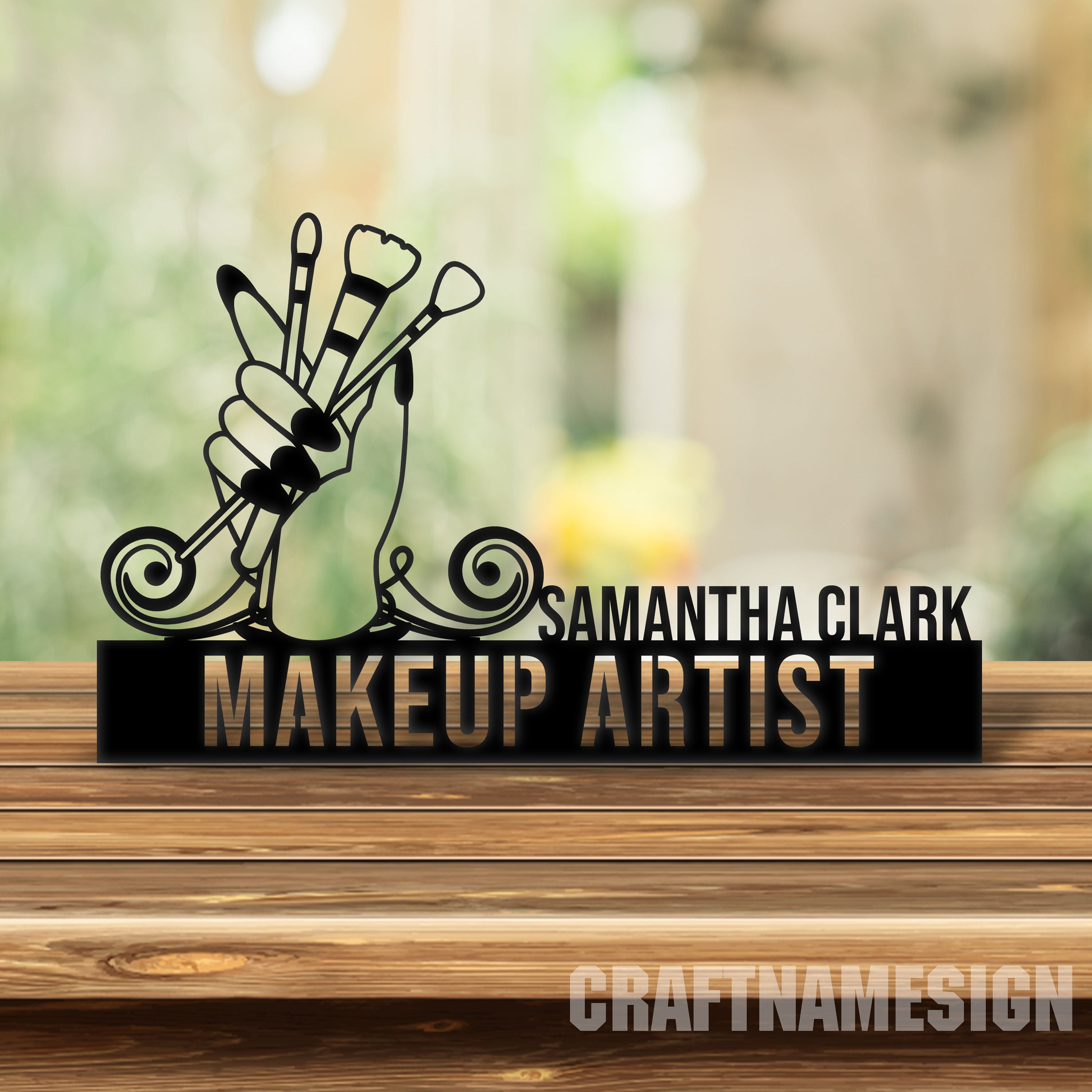 Craftnamesign Custom Wooden Makeup Artist Desk Name Plate, Makeup ...