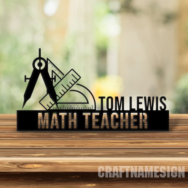 Craftnamesign Custom Wooden Math Teacher Desk Name Plate, Mathematician ...