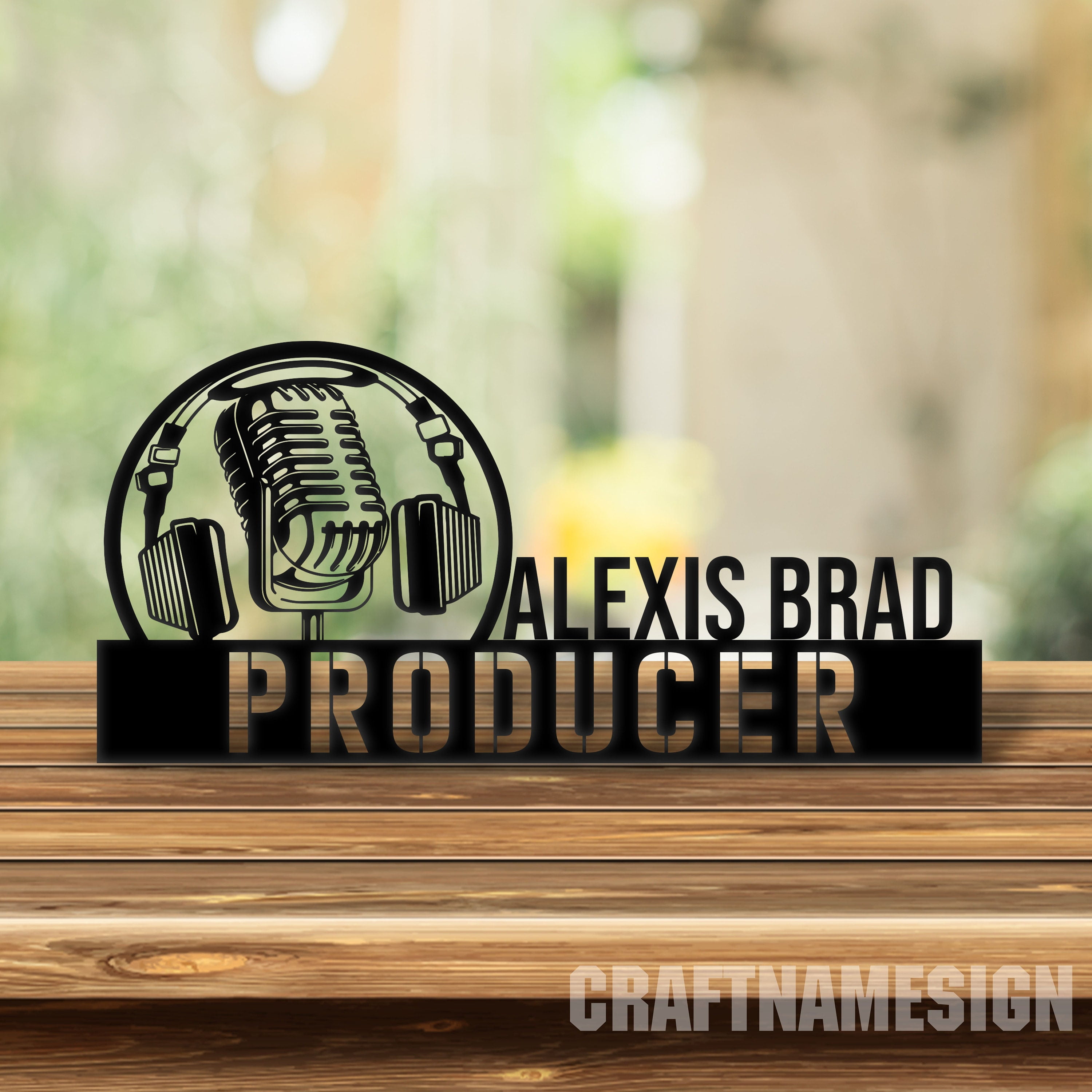 Craftnamesign Custom Wooden Music Audio Studio Desk Name Plate ...