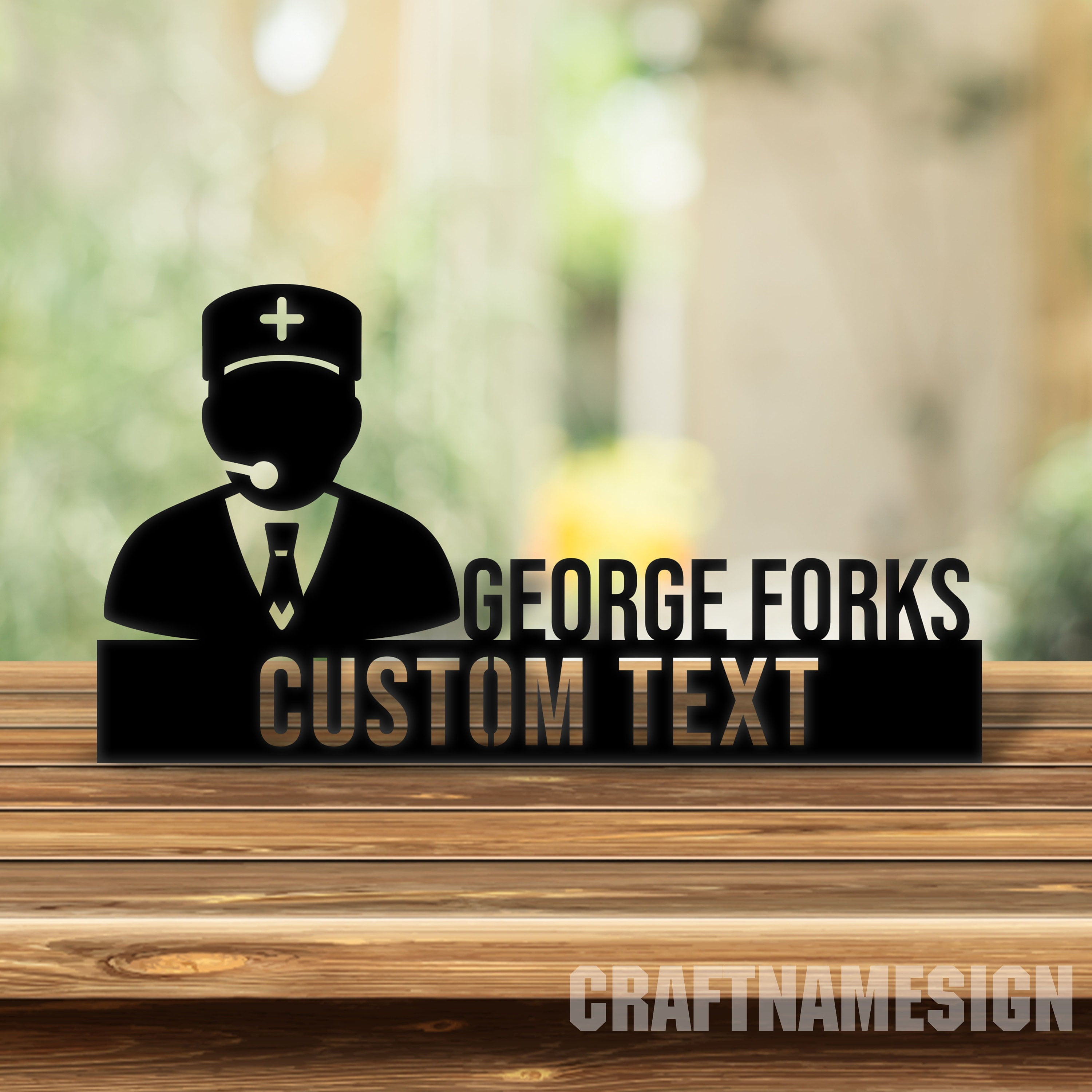 Craftnamesign Custom Wooden Nurse Desk Name Plate, Nurse Stethoscope ...