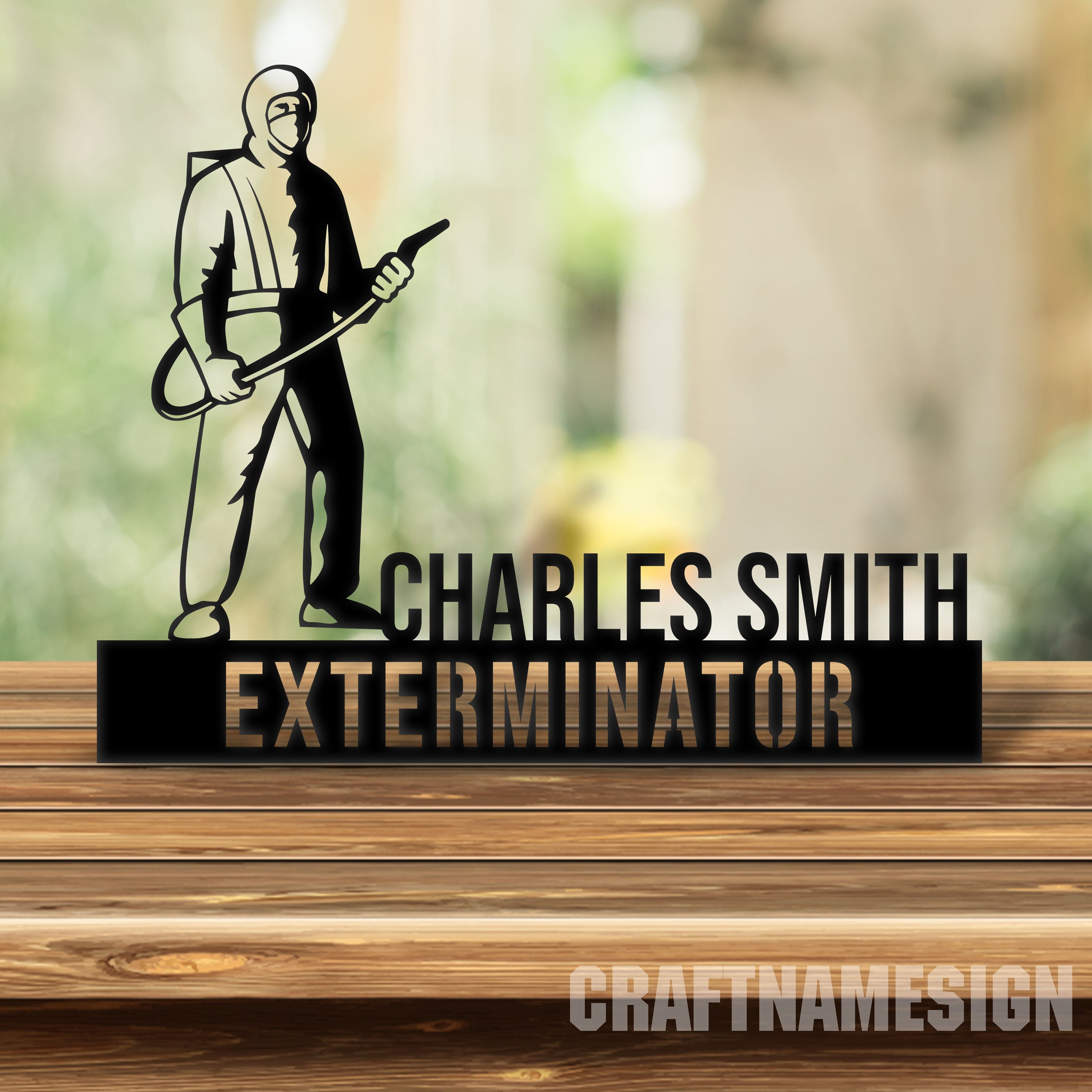 Craftnamesign Custom Wooden Pest Control Desk Name Plate, Exterminator ...
