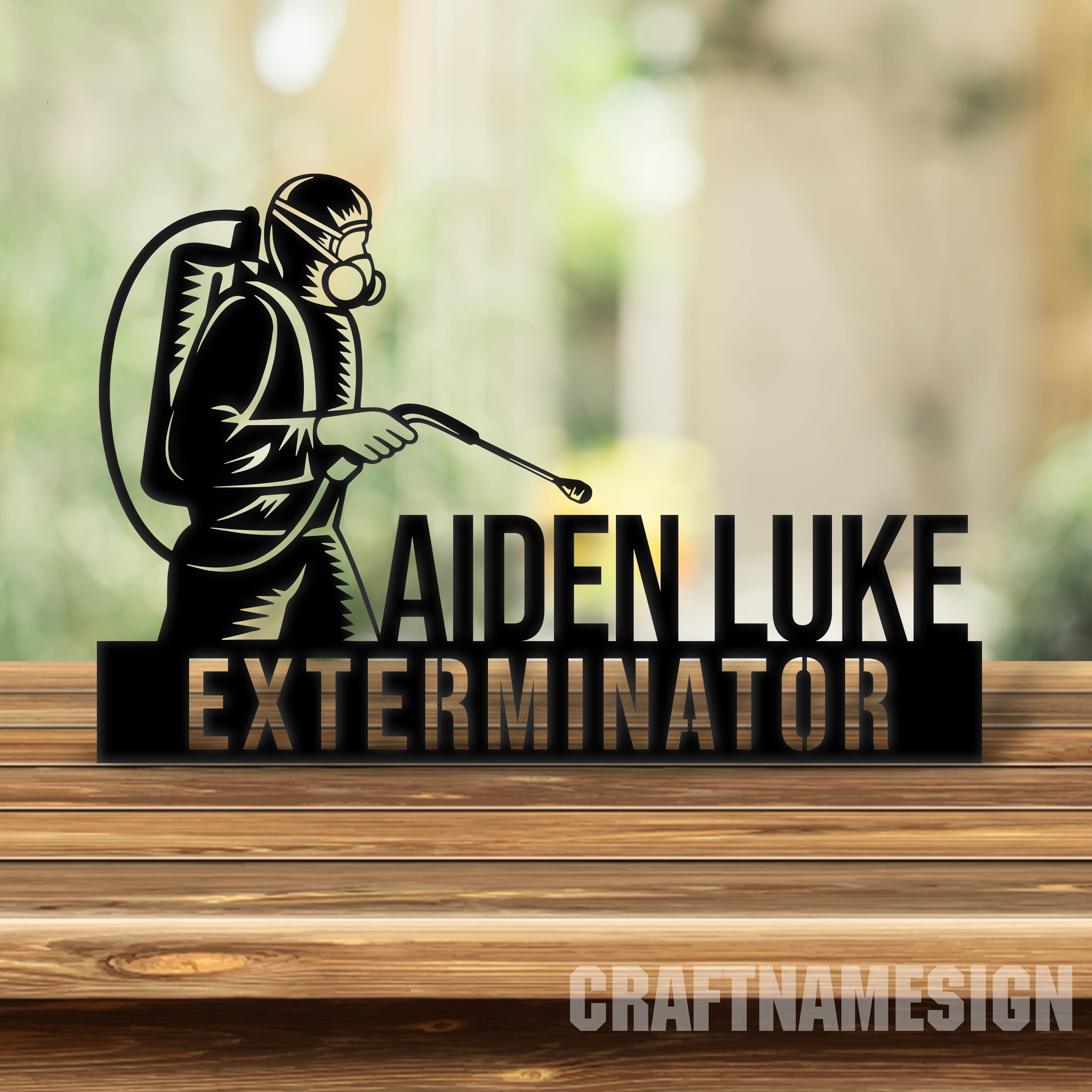 Craftnamesign Custom Wooden Pest Control Desk Name Plate, Exterminator ...