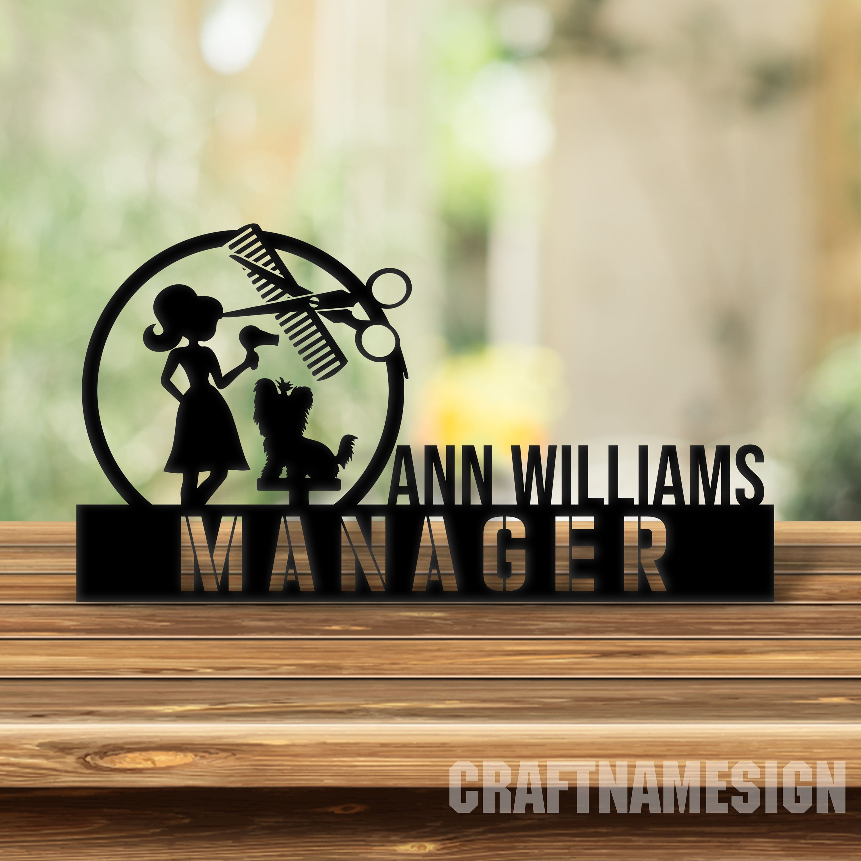 Craftnamesign Custom Wooden Pet Grooming Desk Name Plate, Dog Cat Spa ...