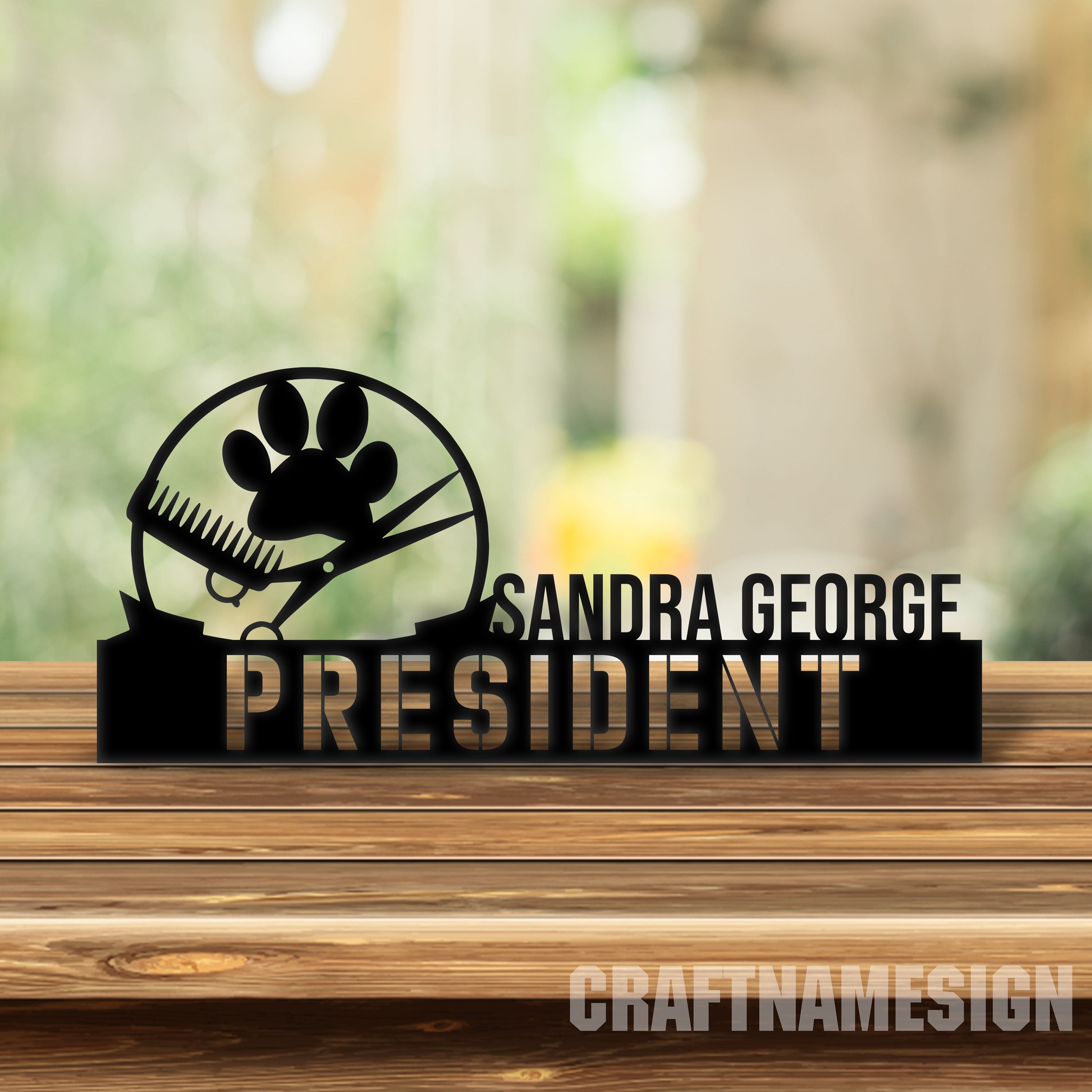 Craftnamesign Custom Wooden Pet Grooming Hair Salon Desk Name Plate ...