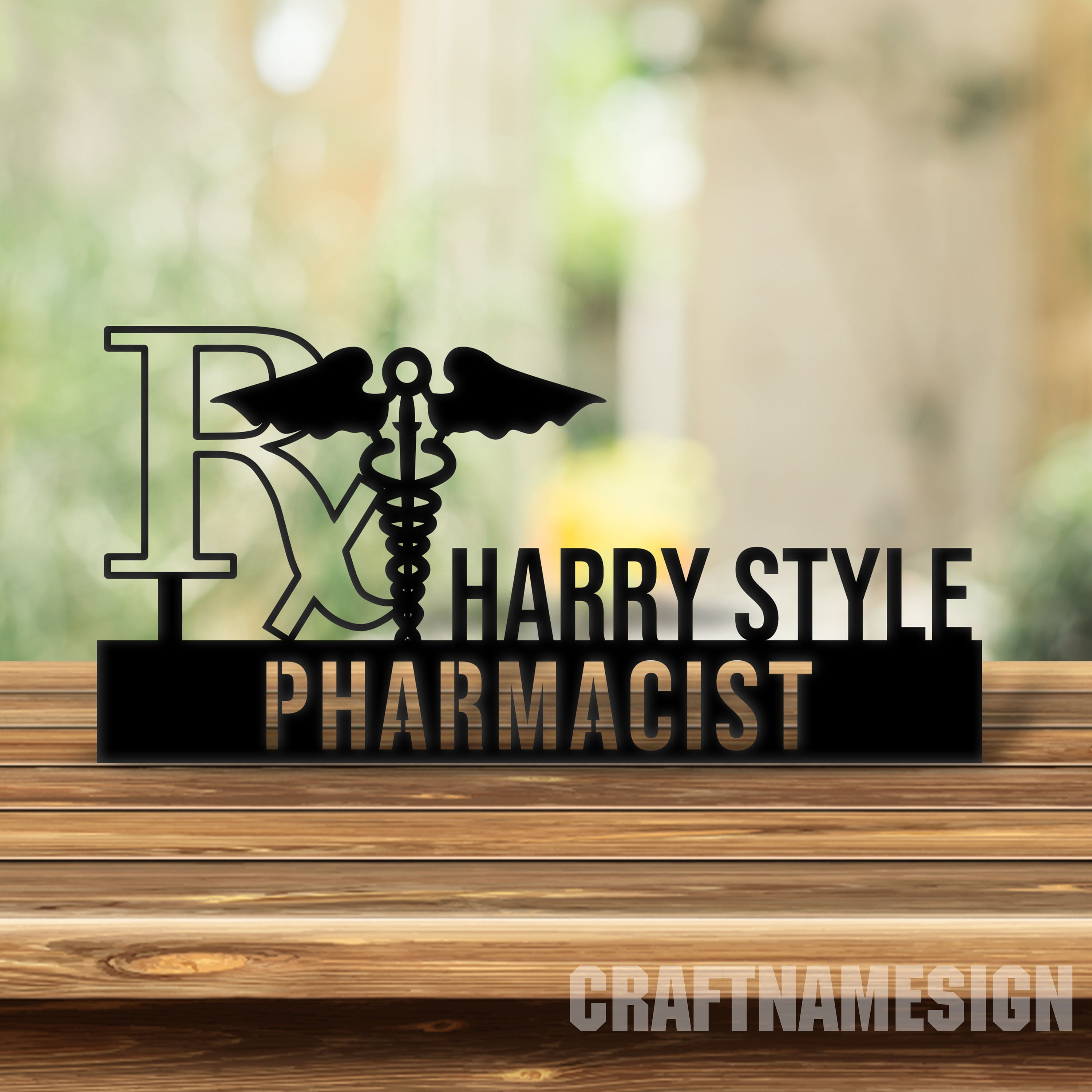 Craftnamesign Custom Wooden Pharmacy Desk Name Plate, Pharmacist Metal ...
